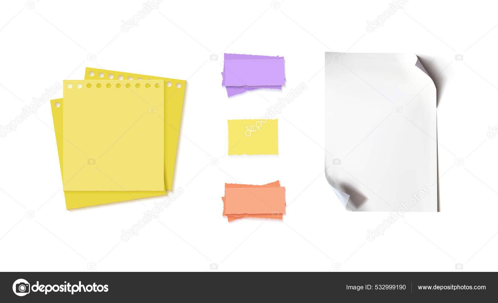 Conjunto Vectorial Diferentes Pegatinas Rollos Piezas Papel Hojas ...