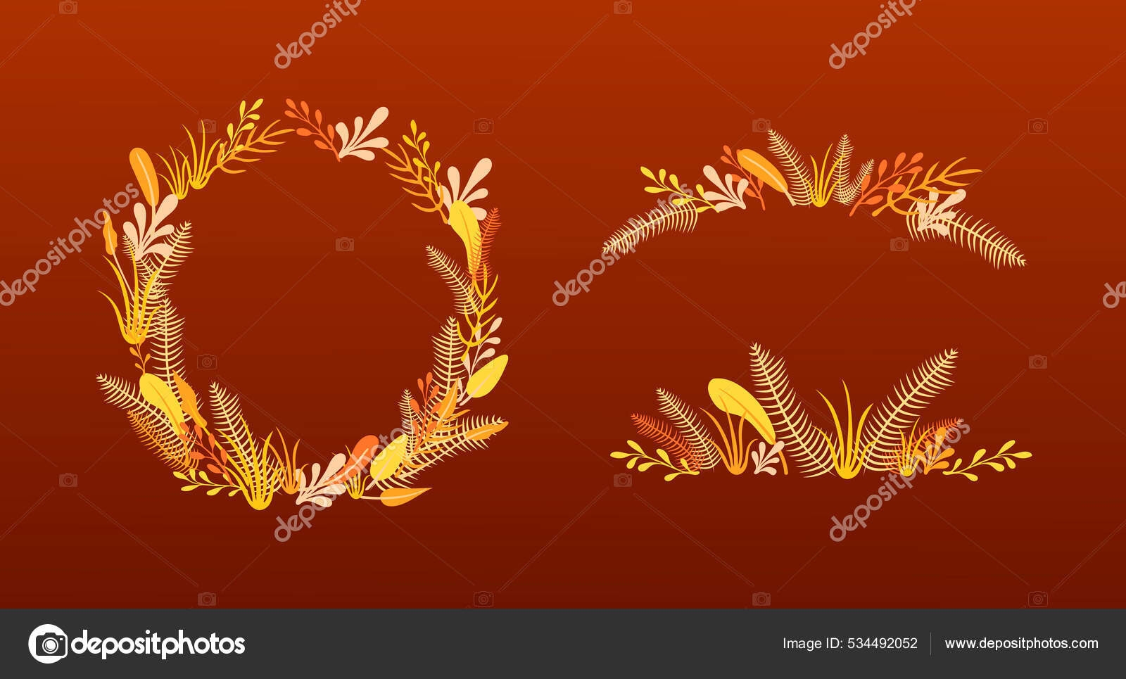Vector Autumn Plants Frames and Borders, Doodle Vignettes, Autumn ...
