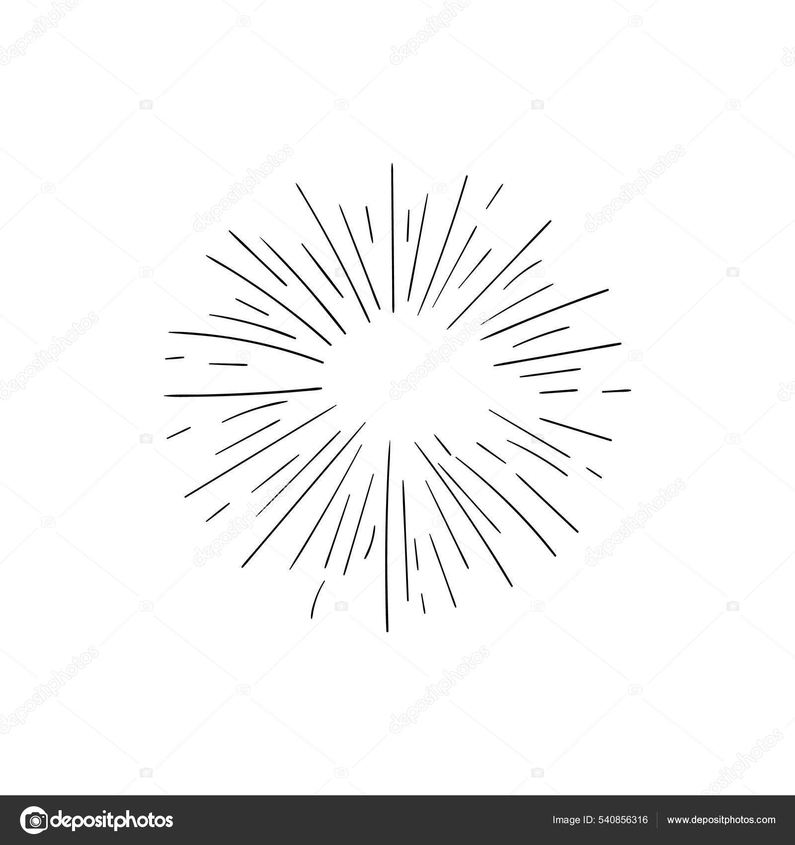 Vector Retro Shine Rays Icon Isolated White Background Black Drawings ...