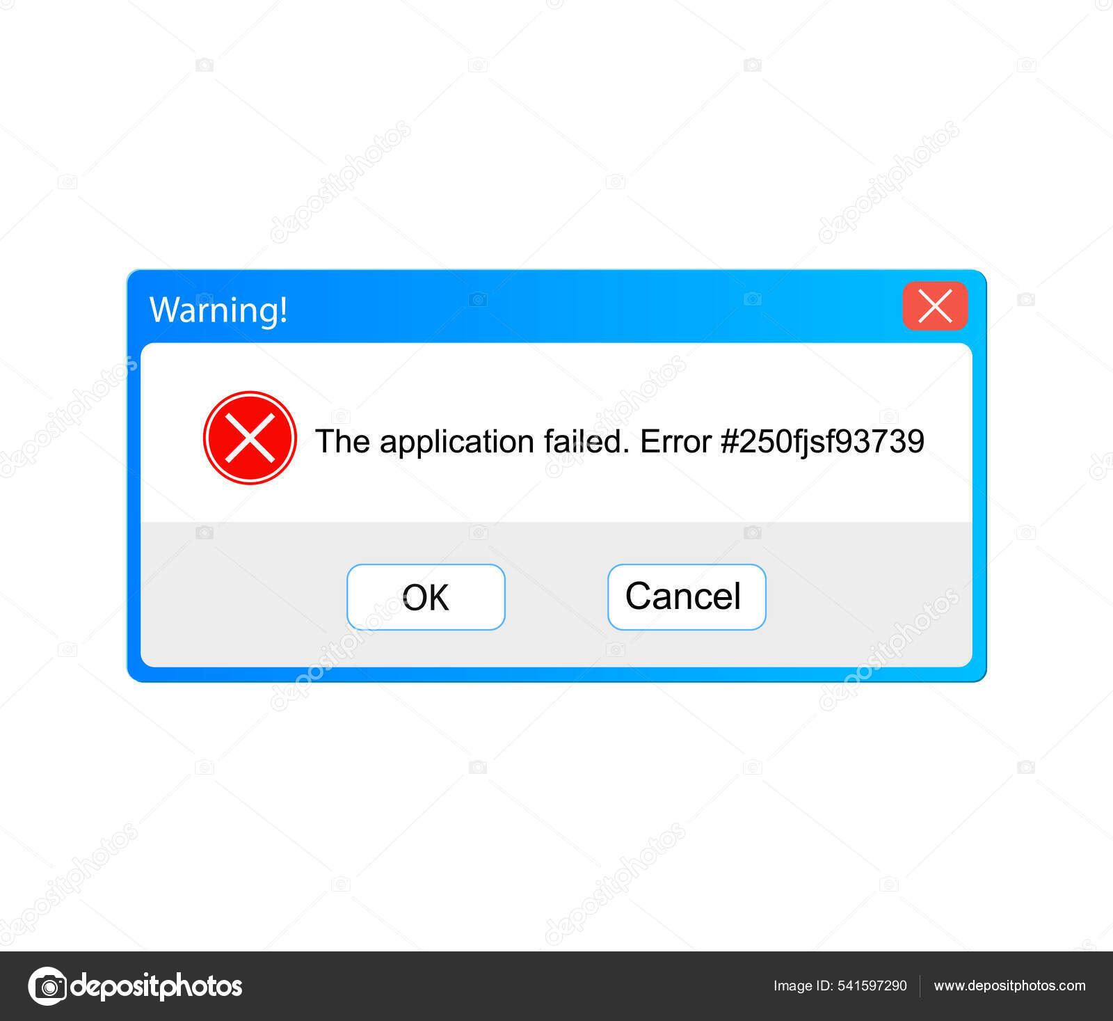 Vector Error Message Warning Pop Window Vintage User Interface Isolated ...