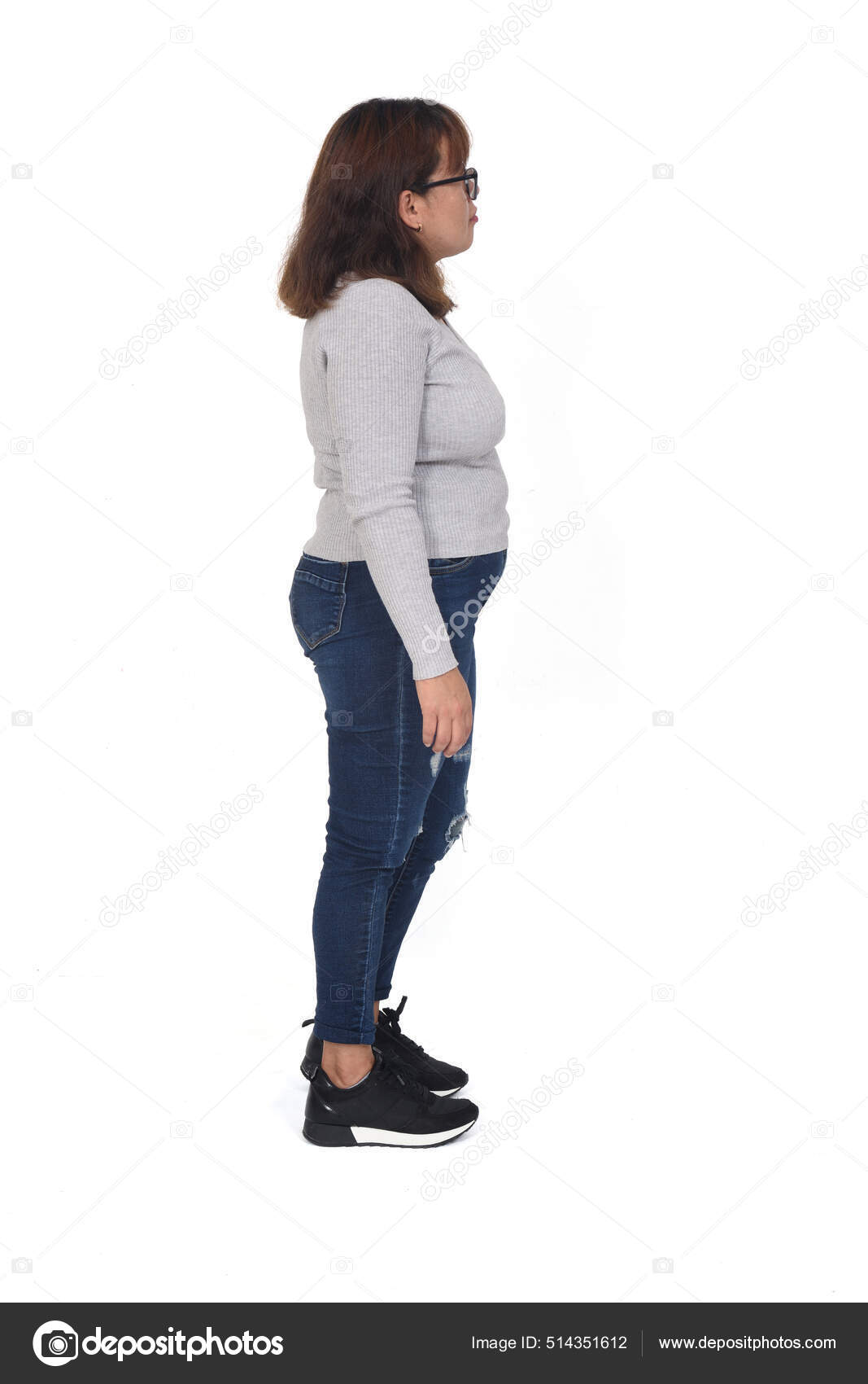 Side View Woman White Background Stock Photo by ©MariaiC 514351612