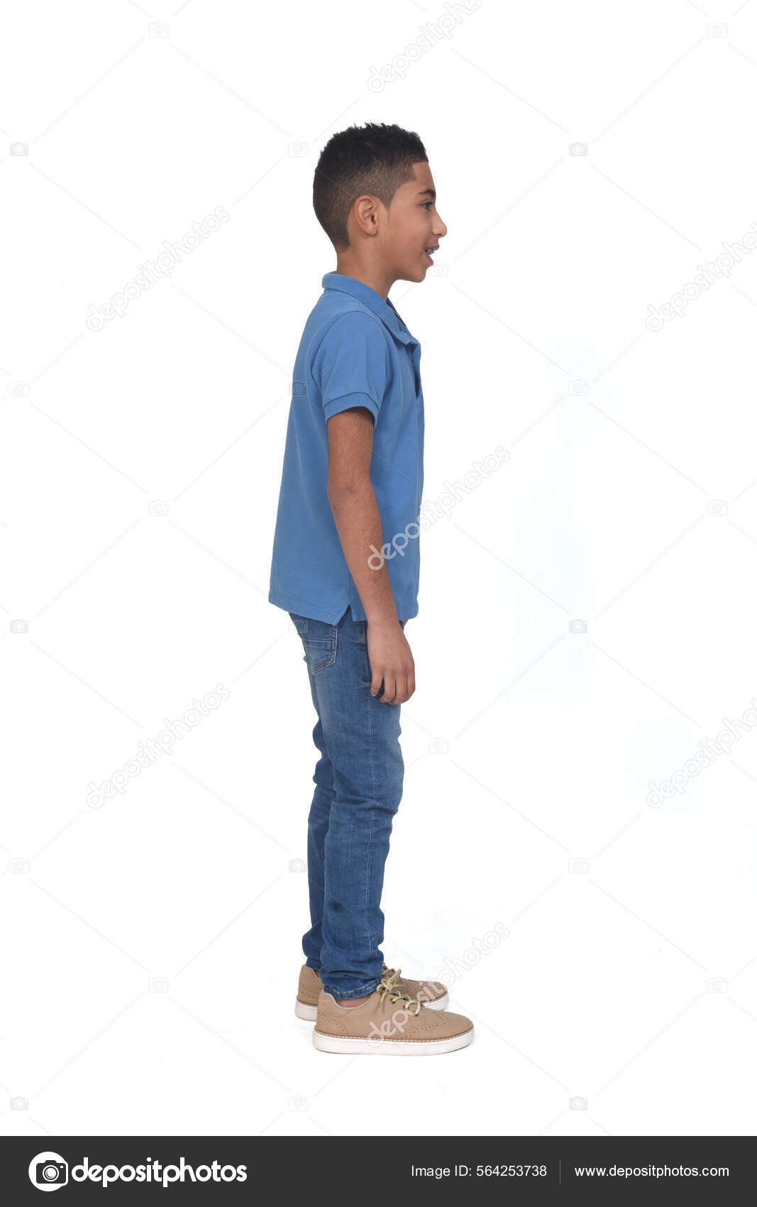 Side View Boy Looking White Background — Stock Photo © MariaiC #564253738