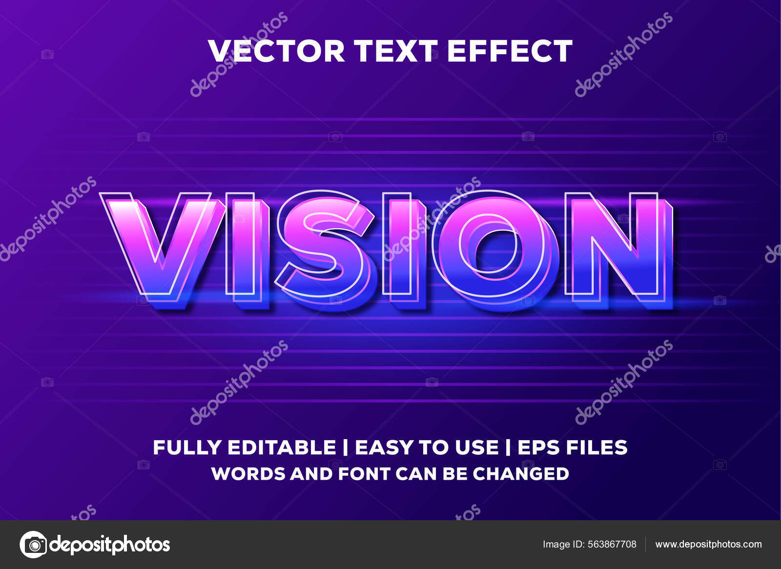 Visión Vector Texto Efecto Totalmente Editable Vector de Stock de ...