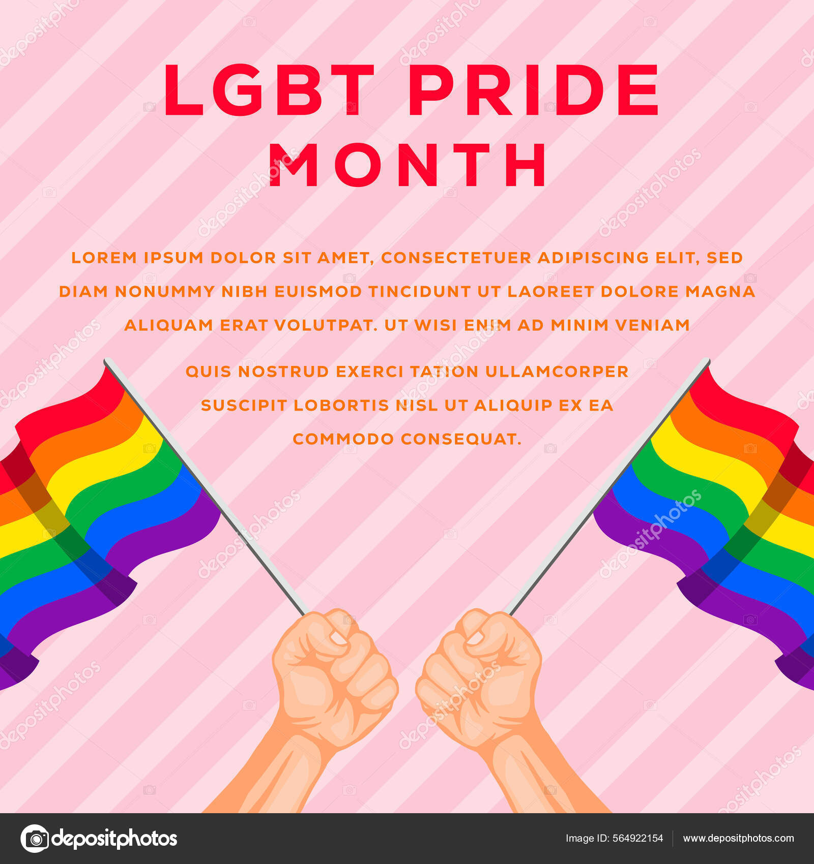 Lgbt Pride Illustration Background Hand Holding Pride Flag Stock Vector ...