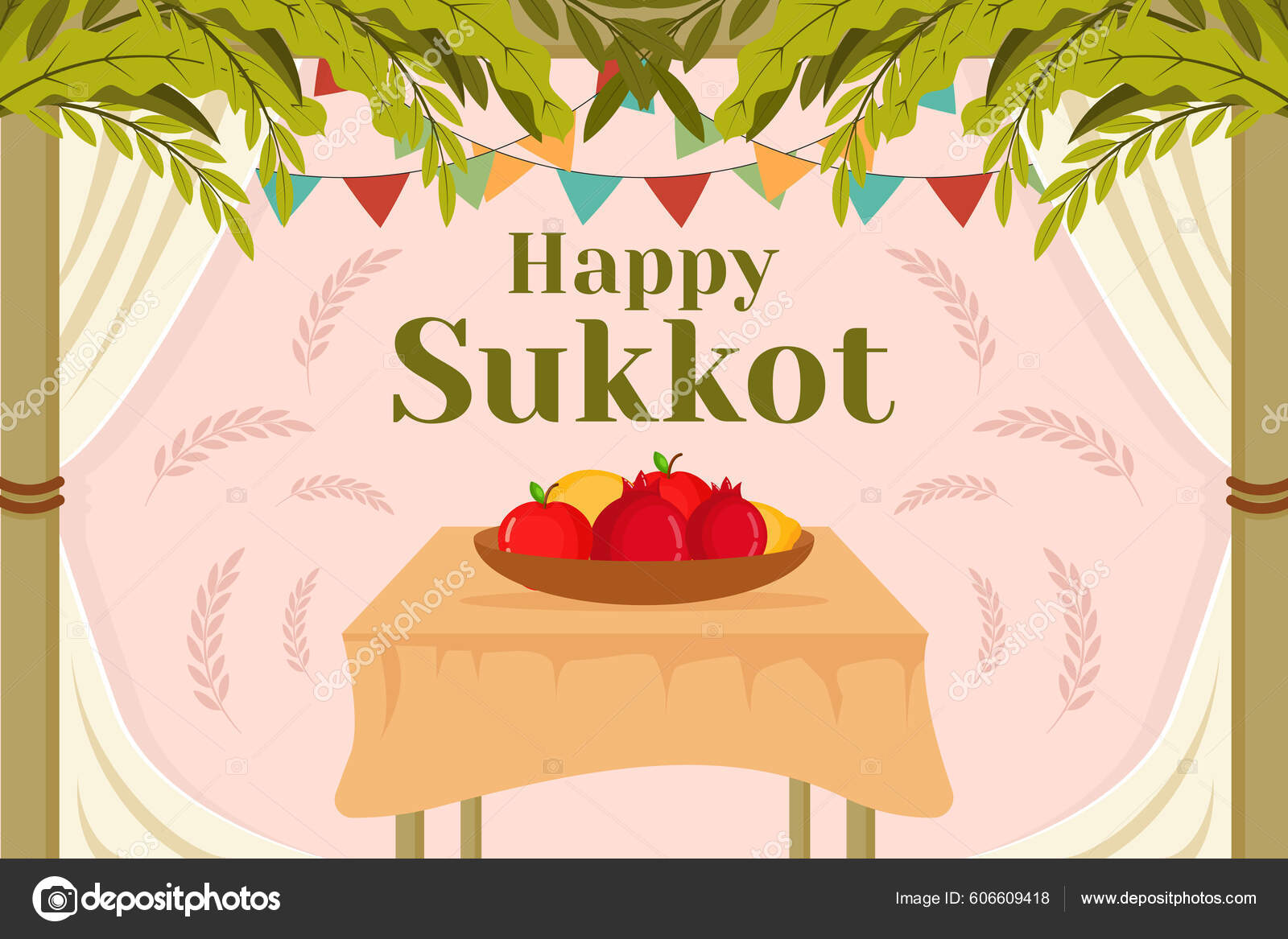 Sukkot Celebration Background Illustration Design Stock Vector by ...