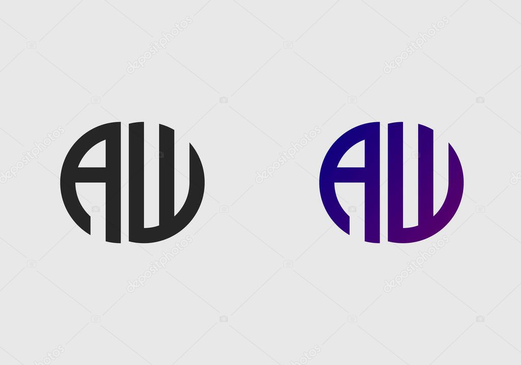 Plantilla de vector de logotipo de letra AW Forma moderna creativa ...
