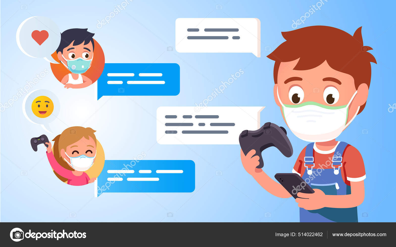 Boy Texting Clipart