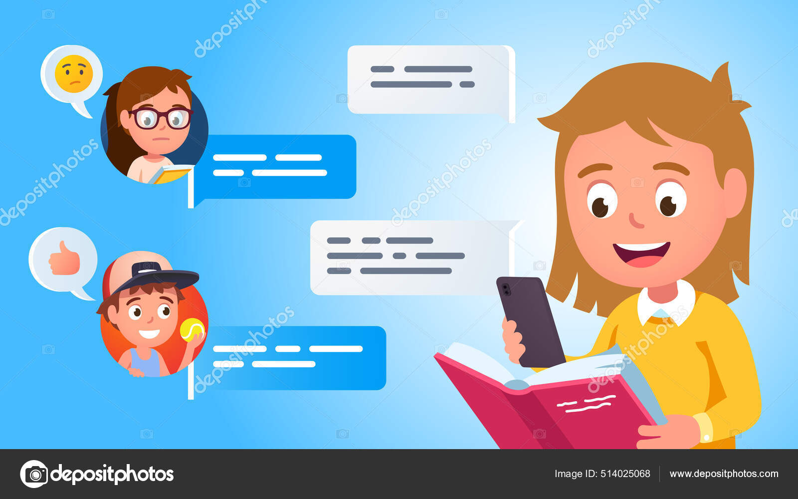 Kids Texting Clipart