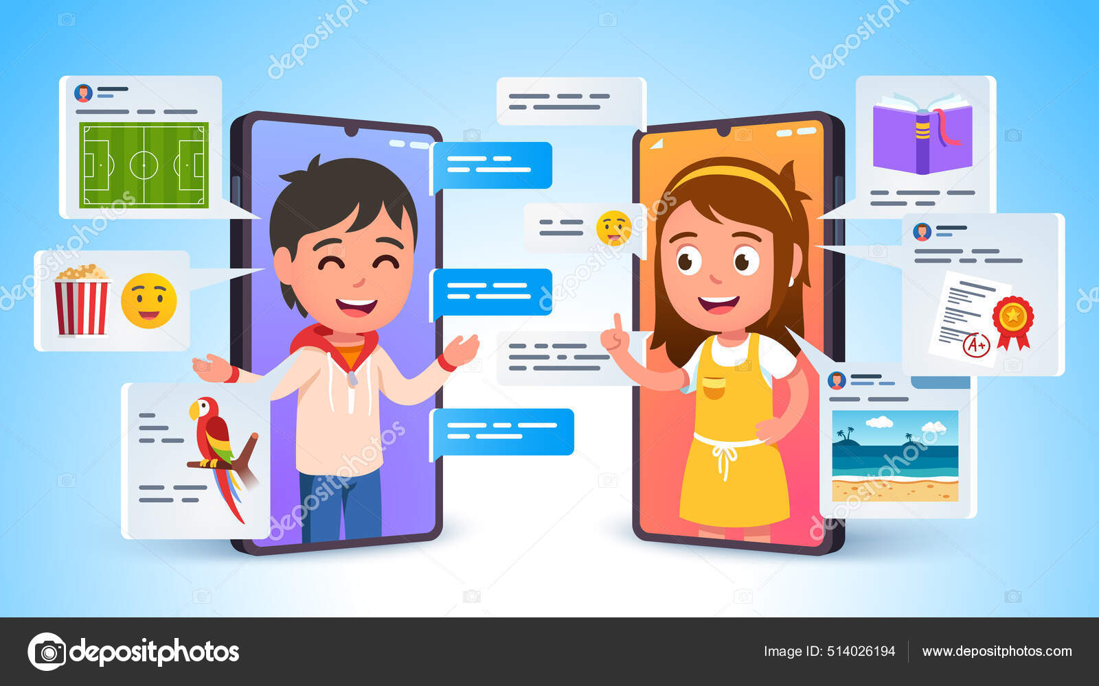 Boy Texting Clipart