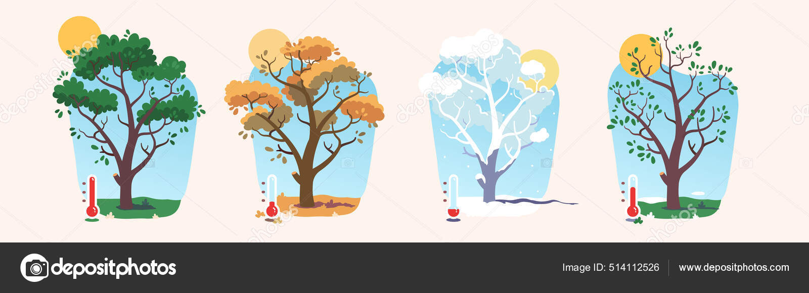 Summer, autumn, winter, spring tree weather set Stock Vector by ...