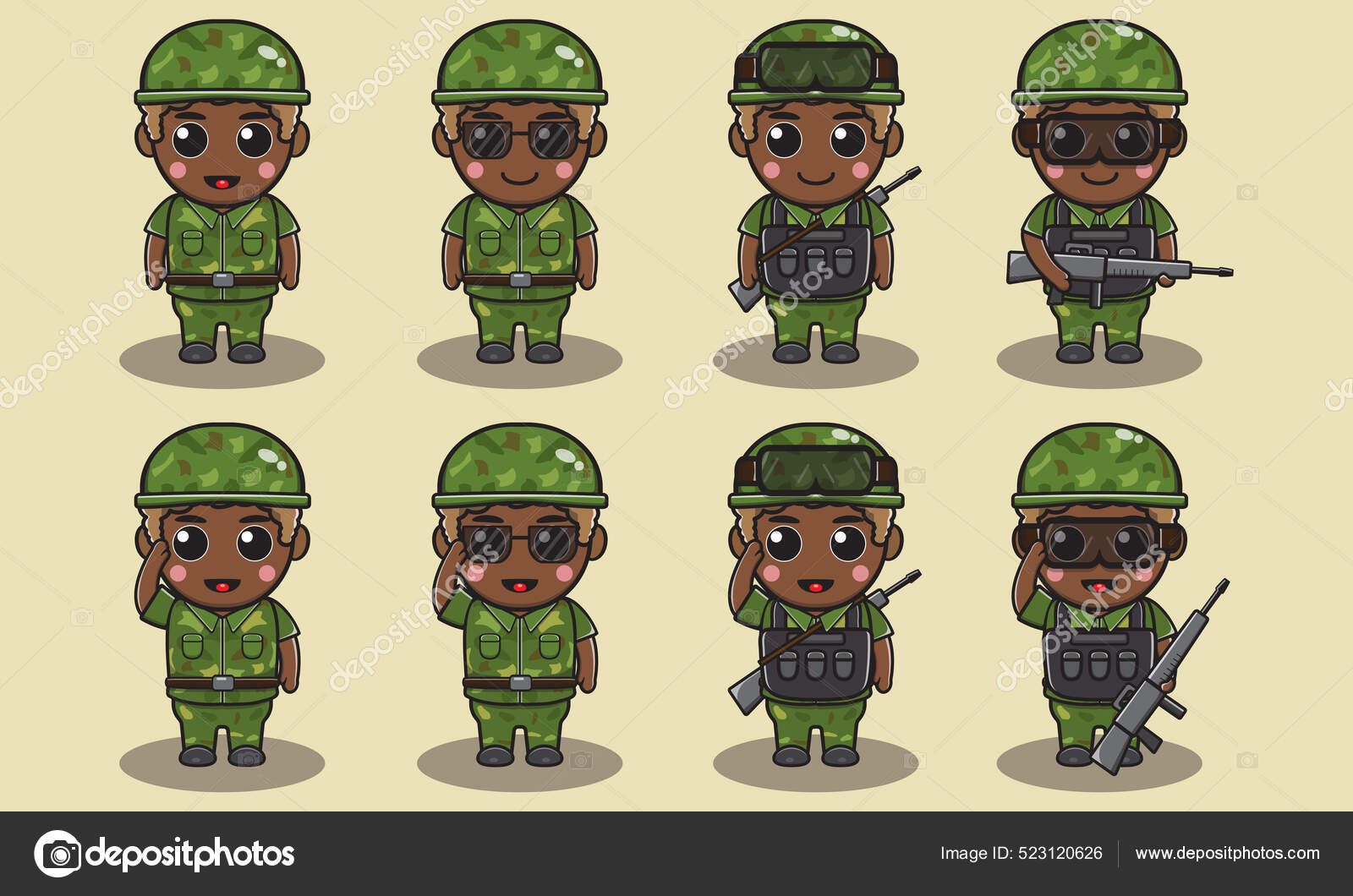 Cute Army Soldier Drawing Little Boy Soldier Cartoon Vector Images