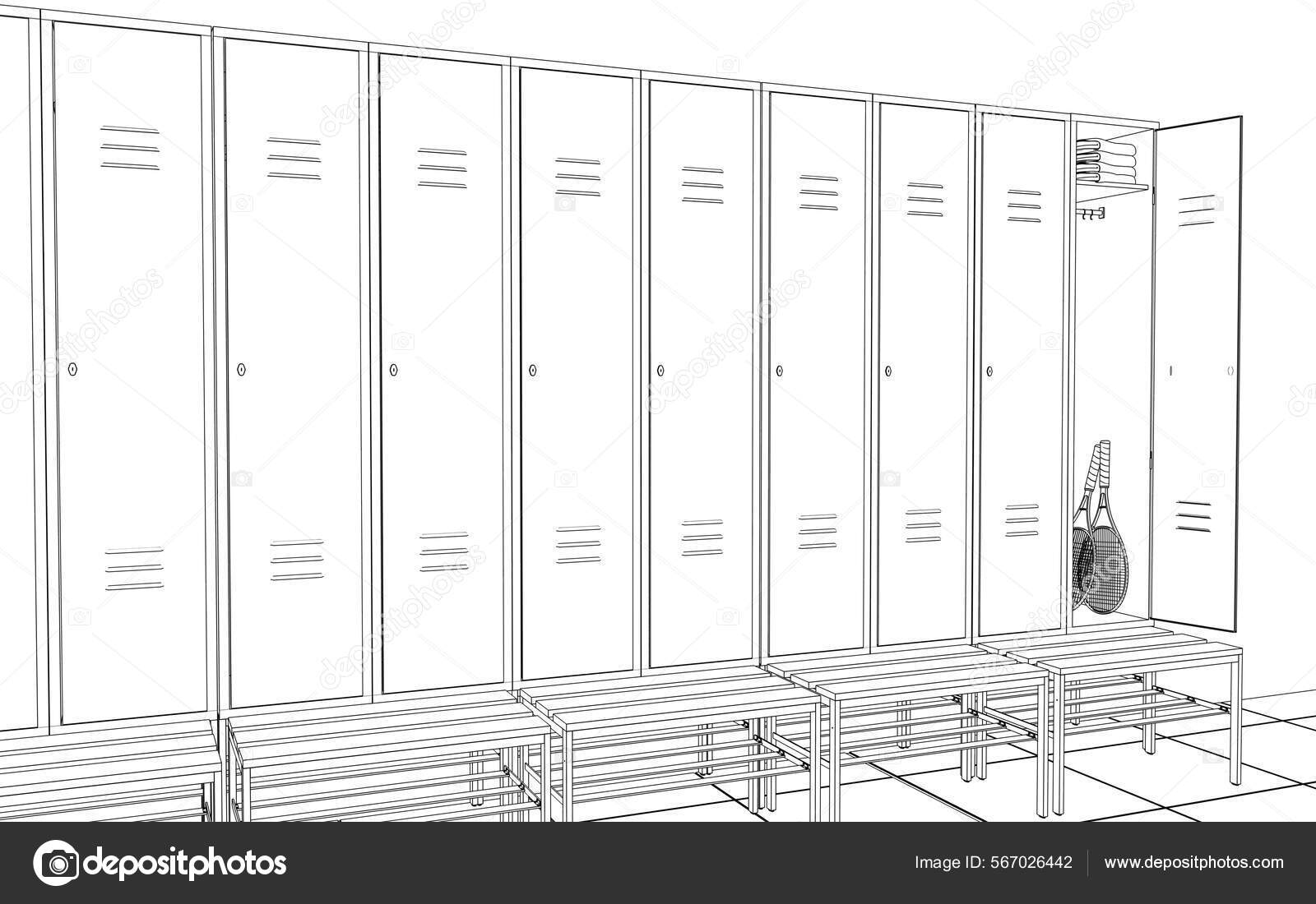 Interior Contour Visualization Locker Room Illustration Sketch Outline ...