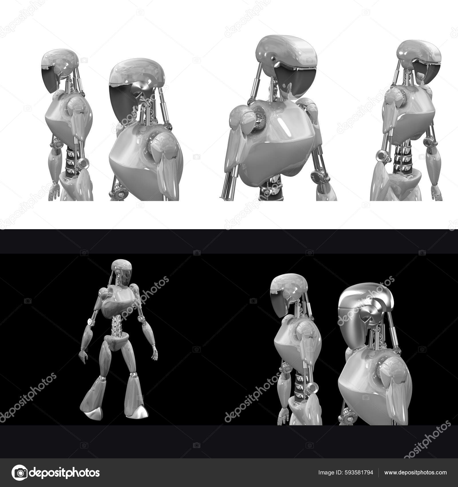 Set Rendered Illustrations Androids Isolated White — Stock Photo © vad ...