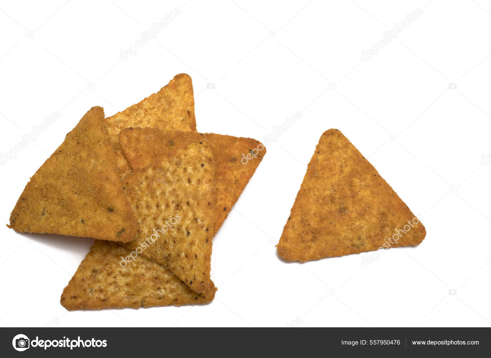Close Stack Triangular Golden Brown Crispy Fried Tortilla Chips Single ...