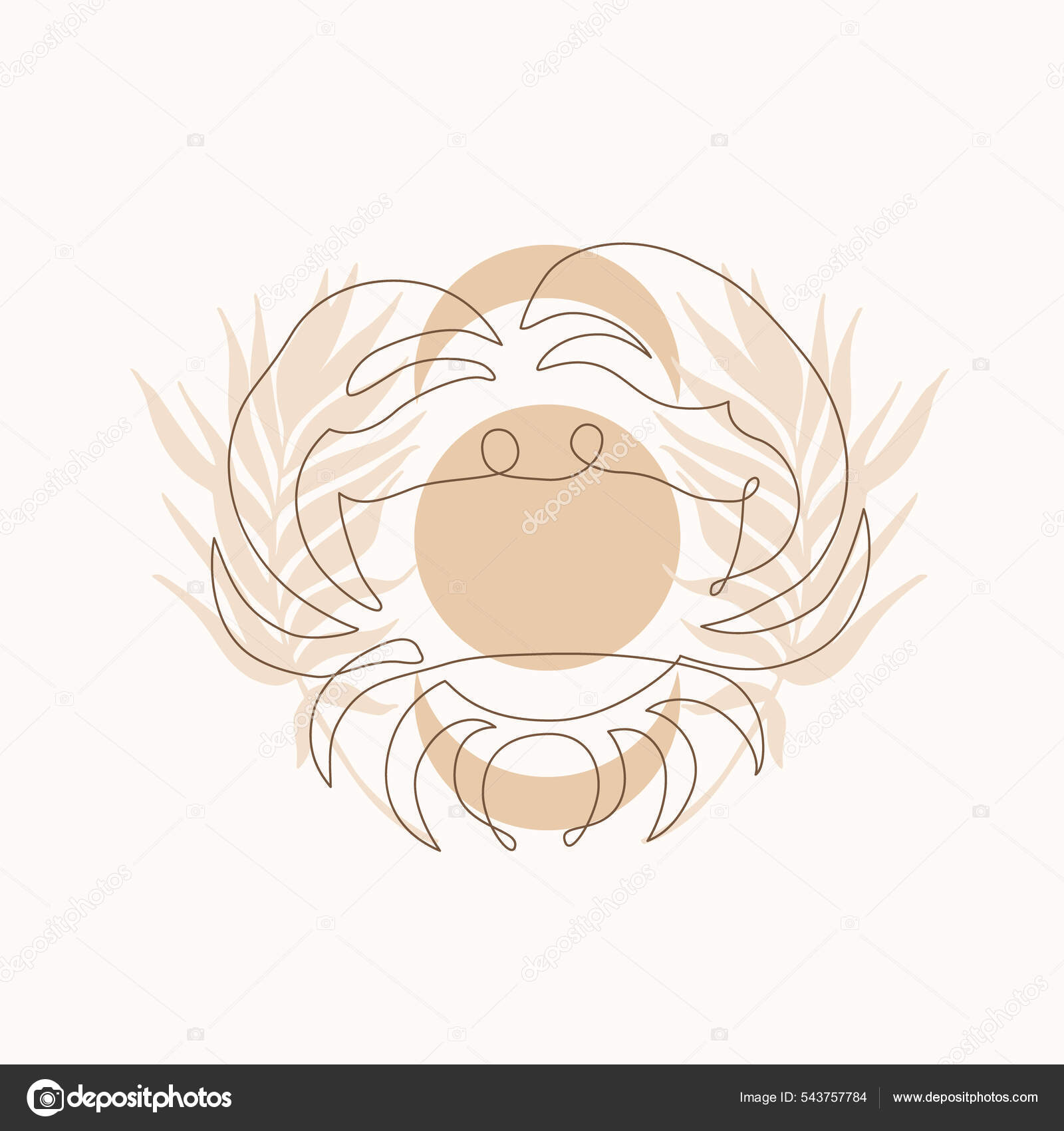 Astrological Cancer Zodiac Sign One Line Drawing Elegant Astrology ...