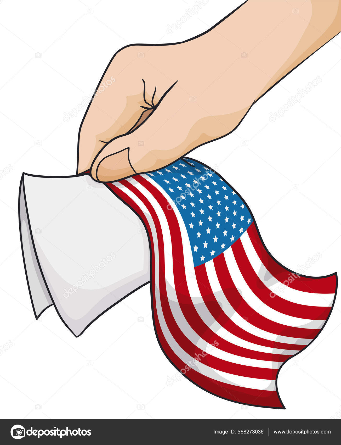 Hand Doing Democratic Exercise Suffrage Holding Vote Wrapped Flag Stock ...