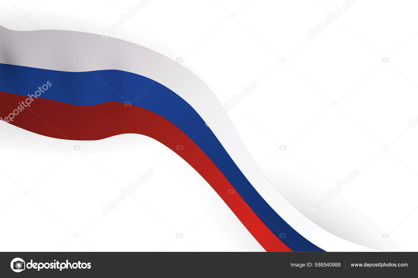 Tricolor Ribbon Russian Flag Falling Right Design Isolated White ...