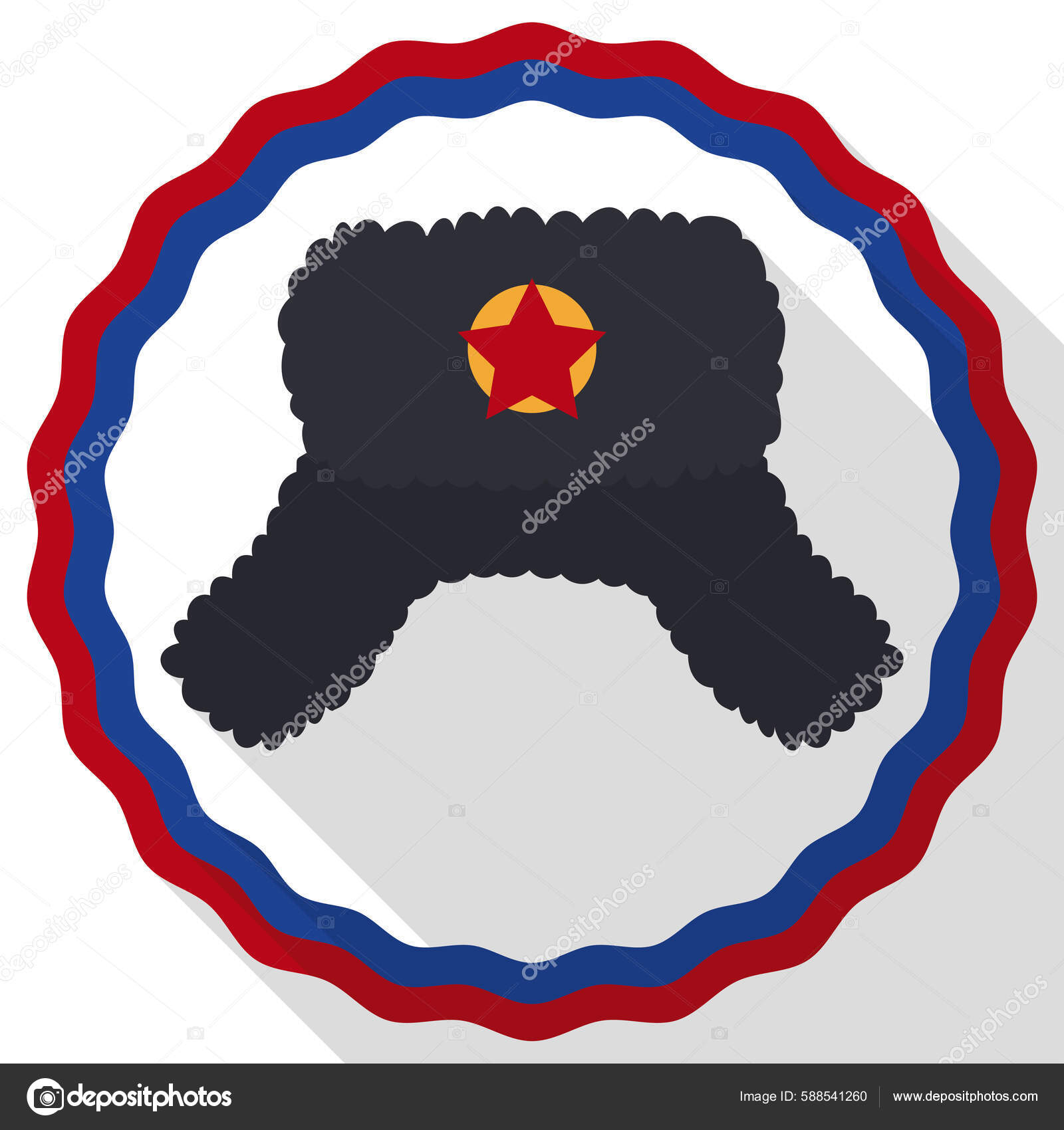 Button Russian Tricolor Fringes Traditional Ushanka Hat Decorated Red ...