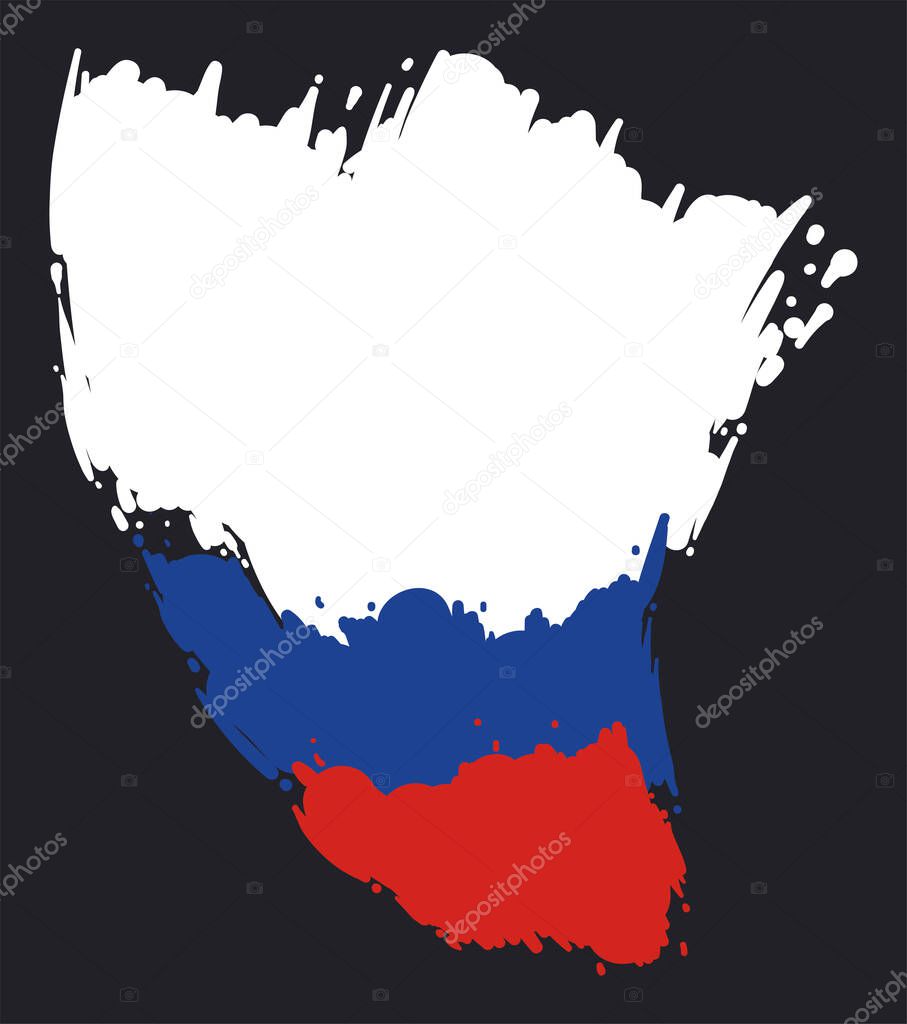 Vertical Design Black Background Russian Tricolor Flag Paint Brush ...