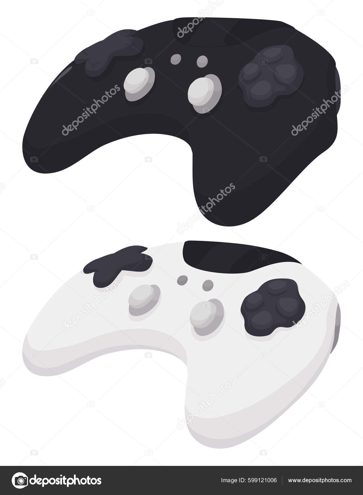 Isolated Video Game Controllers Both Joysticks Buttons Pad One White ...