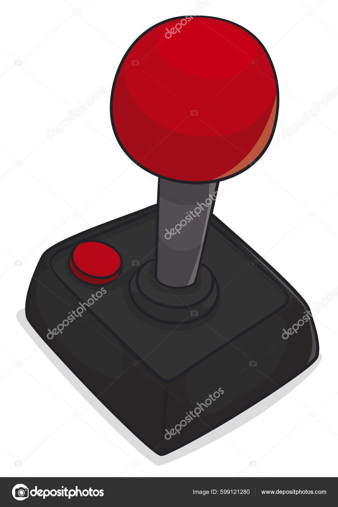 Retro Black Red Joystick Controller Only One Button Resembling Arcade ...