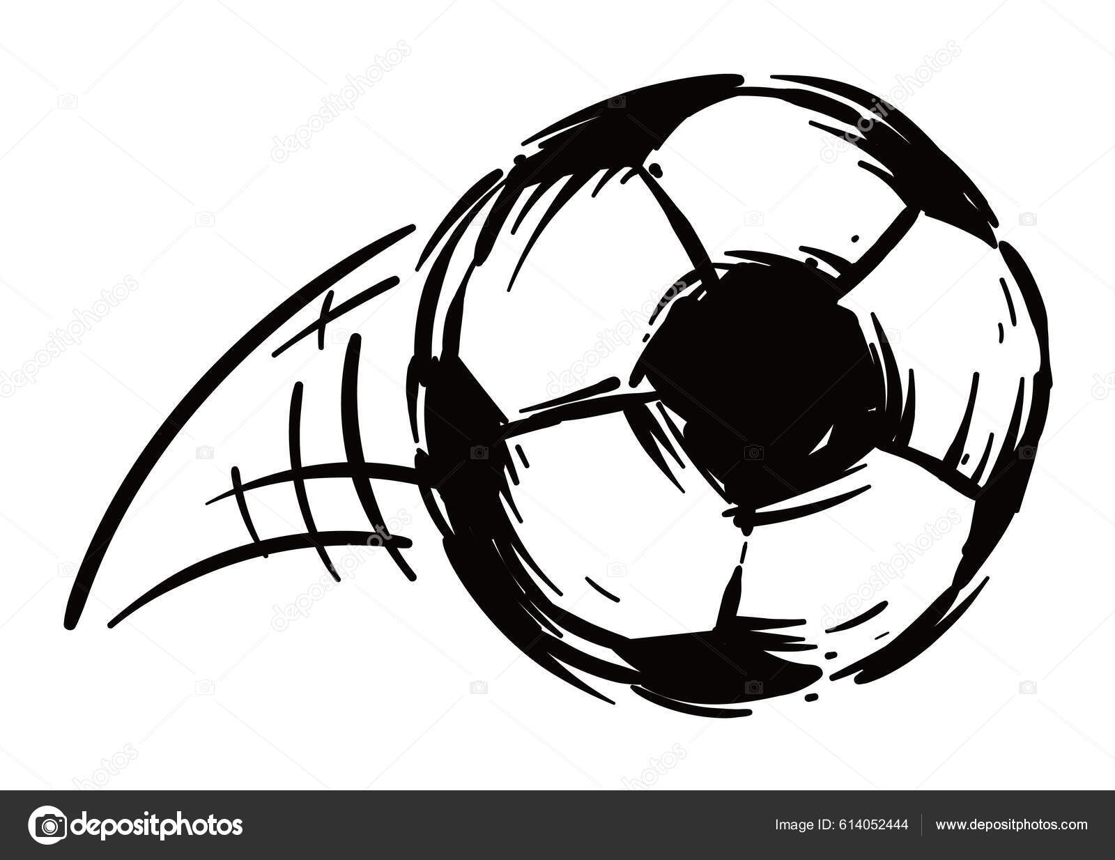 Bola Fútbol Lanzada Con Líneas Velocidad Estilo Dibujado Mano Sobre ...