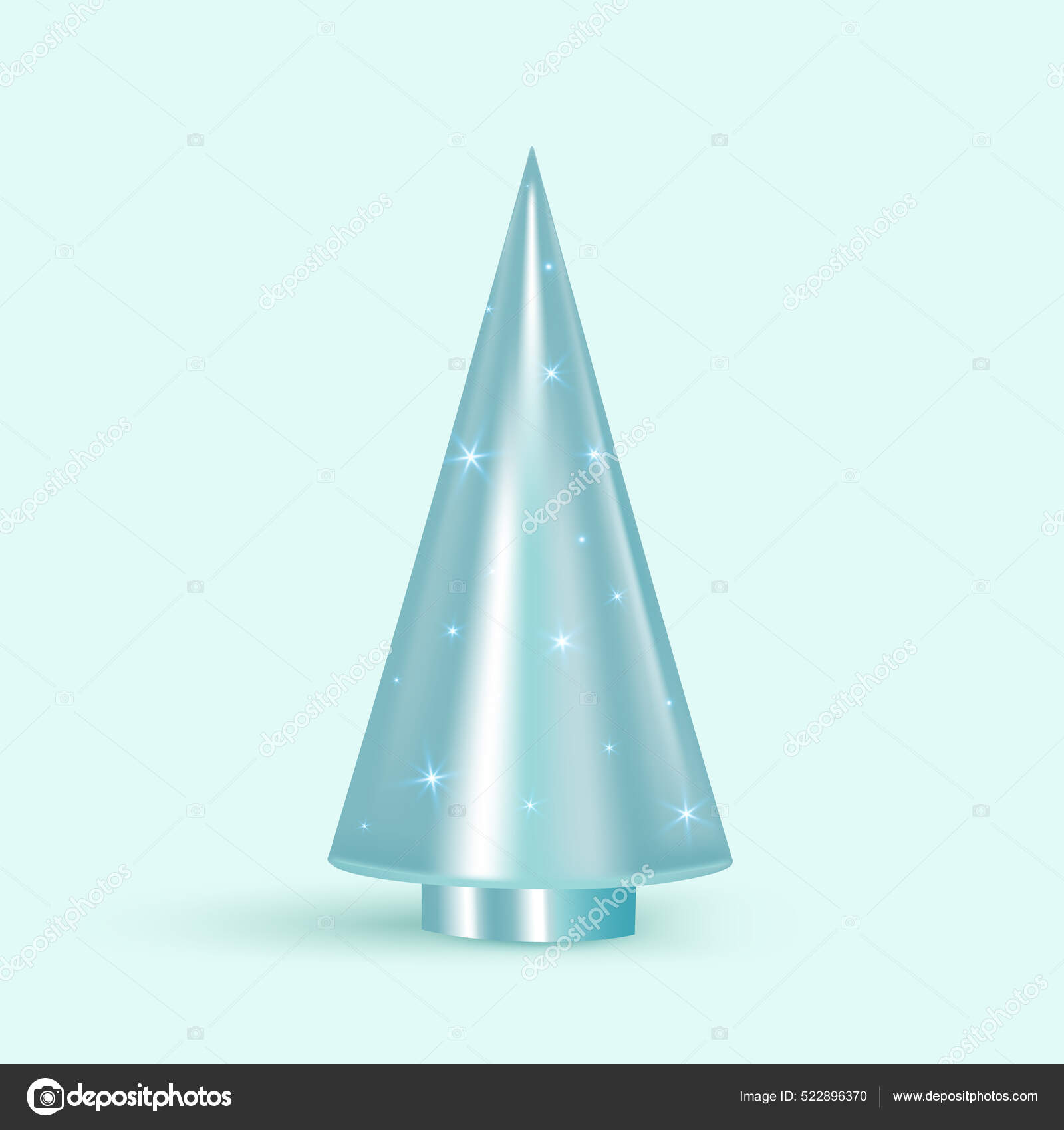 Realistic 3d blue cone tree isolated on light blue background ...