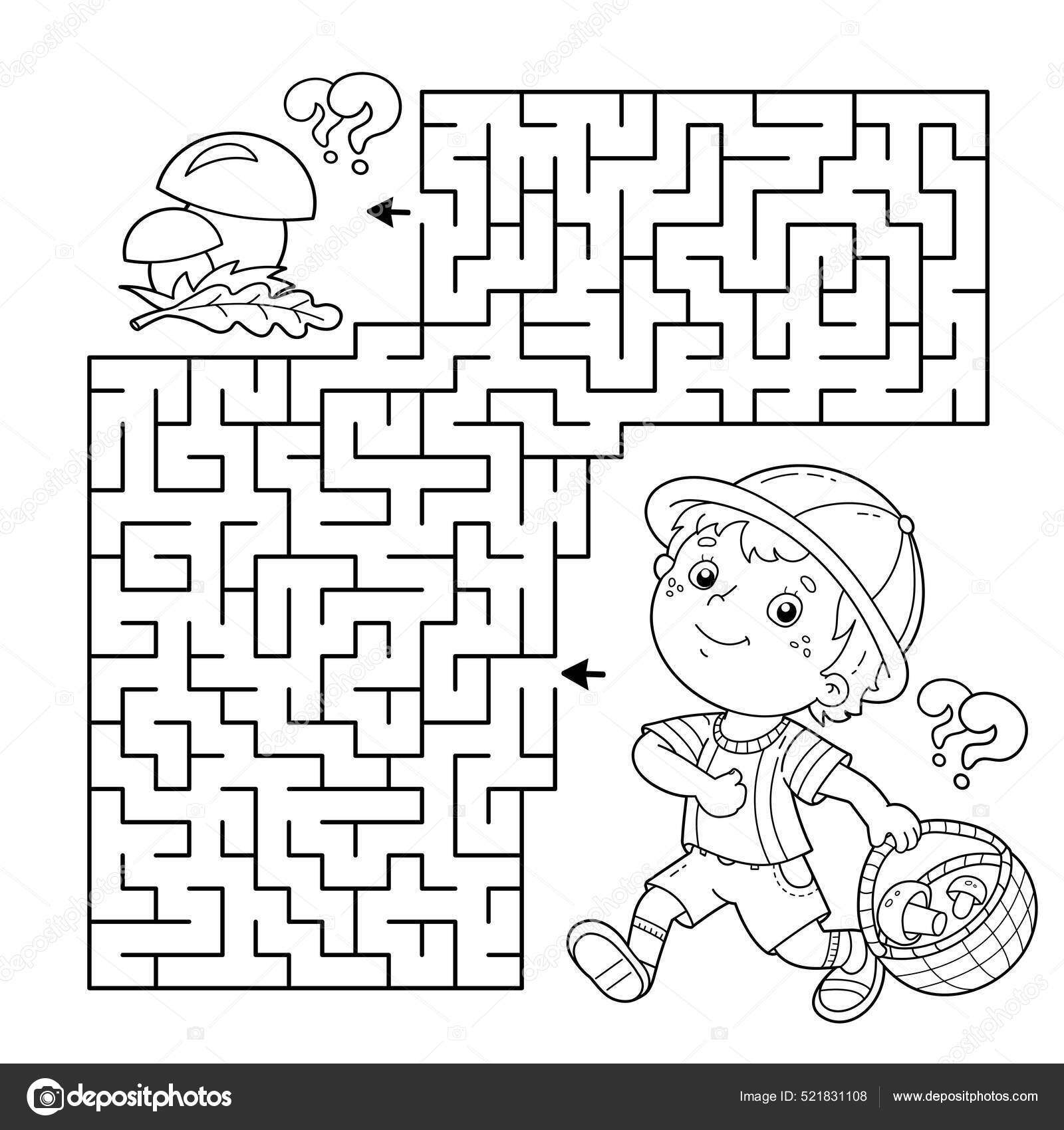 Labirinto Labirinto Puzzle Desenho Página Para Colorir Desenho Animado ...