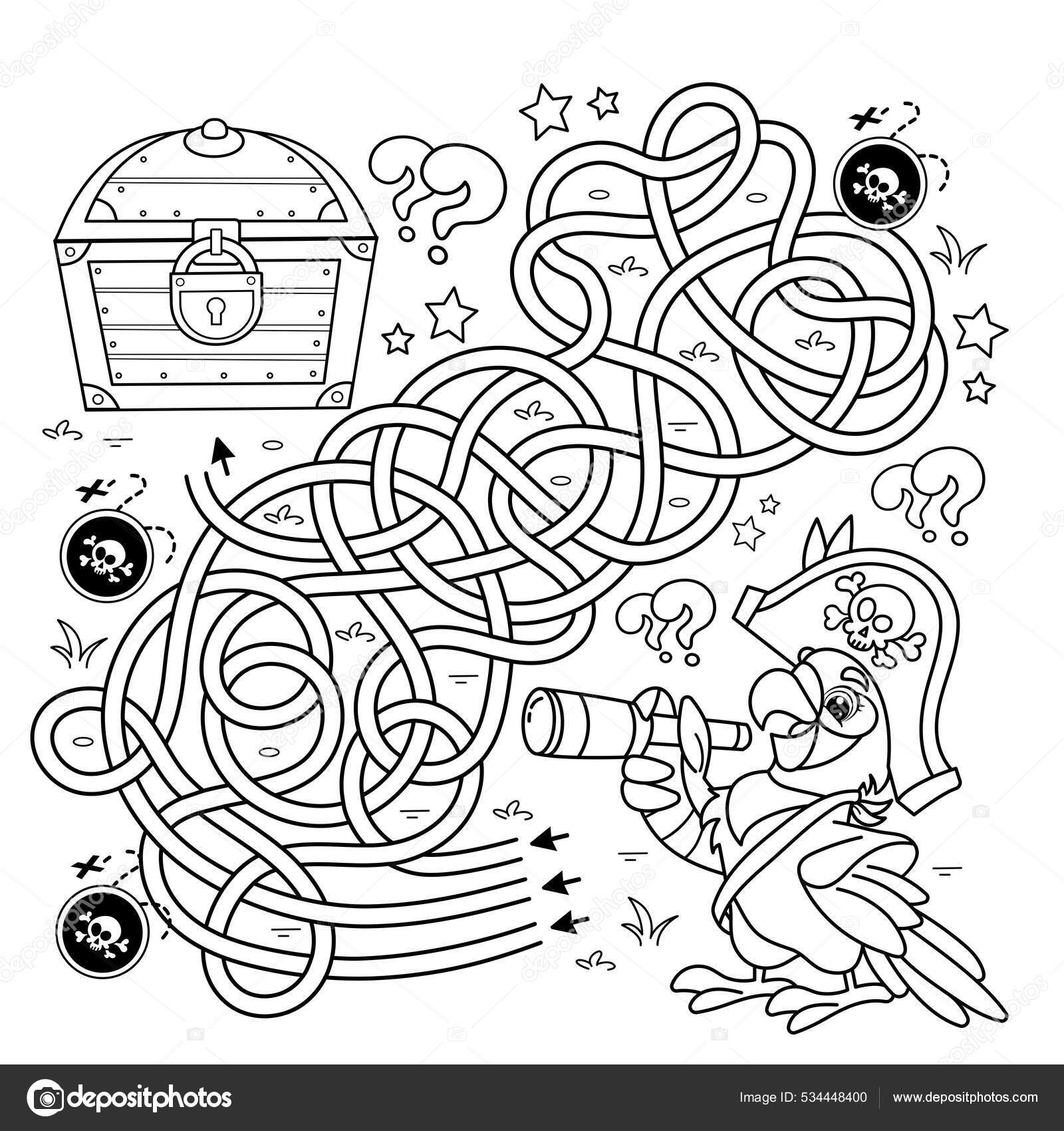 Maze Atau Permainan Labyrinth Bingung Jalan Terjerat Coloring Page ...