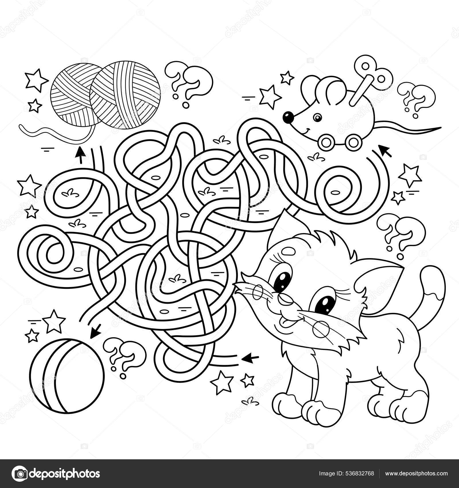 Maze Atau Permainan Labyrinth Bingung Jalan Terjerat Coloring Page ...