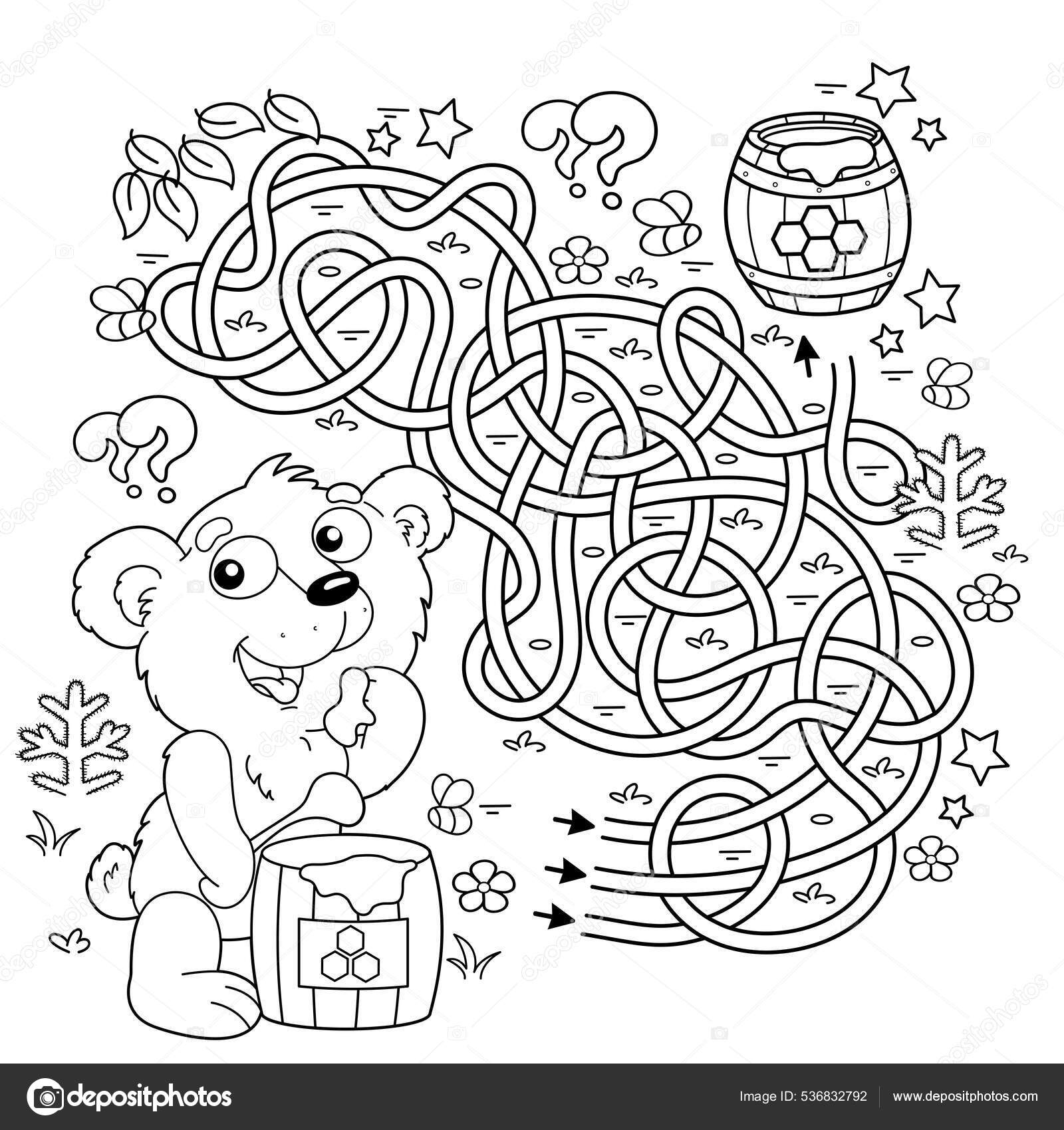 Labirent Labirent Oyunu Bulmaca Karışık Yol Çizgi Film Karakteri Bal ...