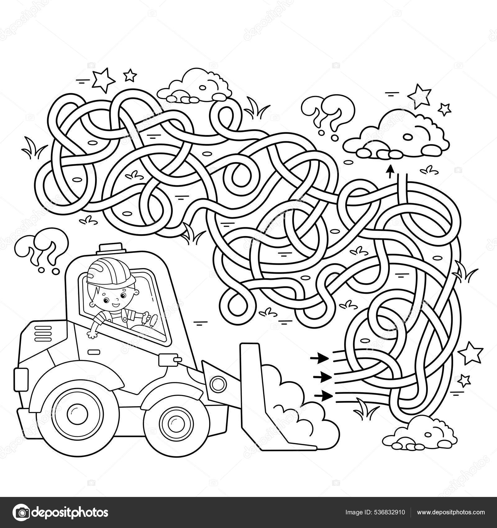 Maze Atau Permainan Labyrinth Bingung Jalan Terjerat Coloring Page ...