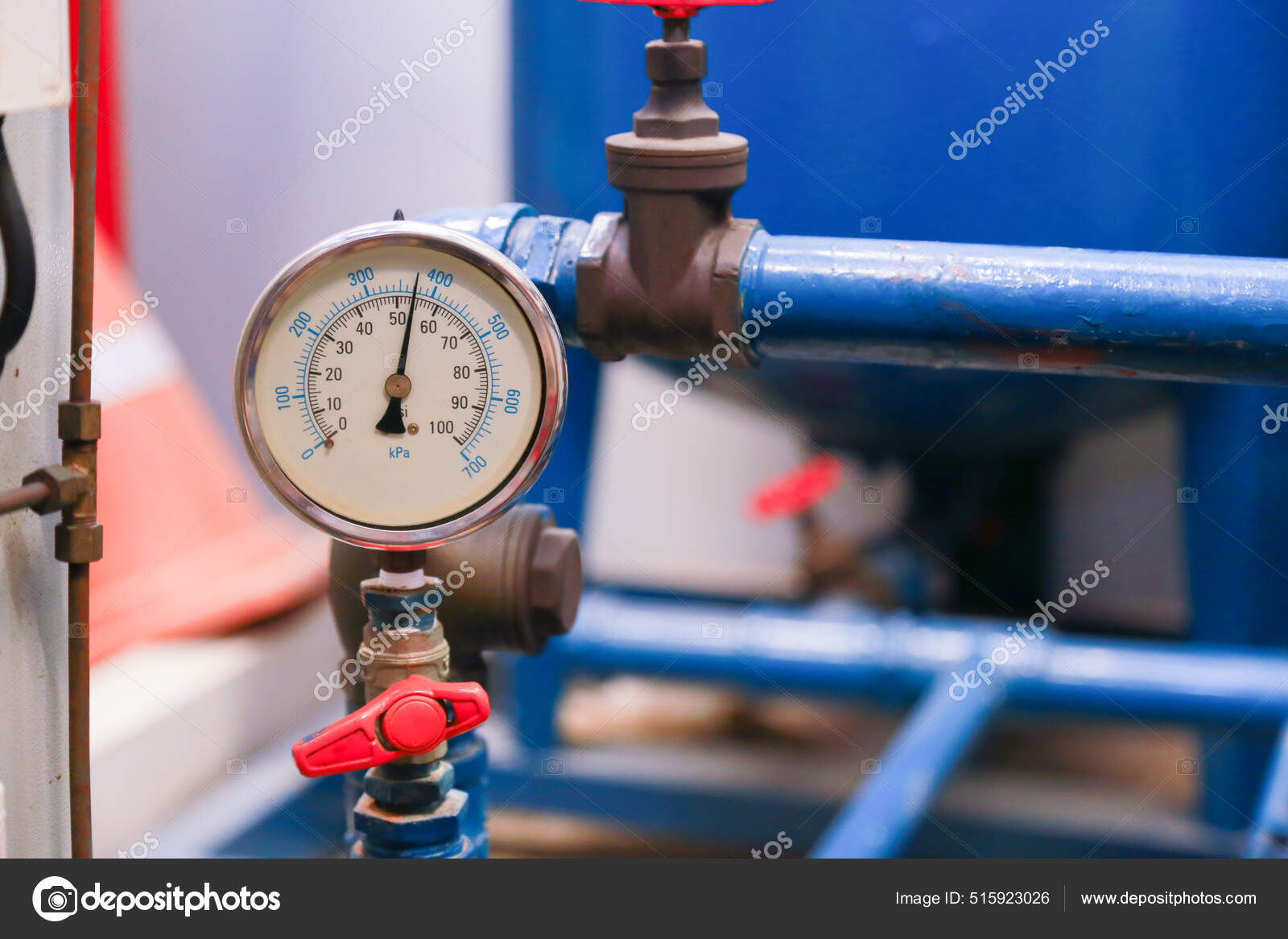 Pressure Gauge Psi Meter Pipe Valves Fire Emergency System Industry ...