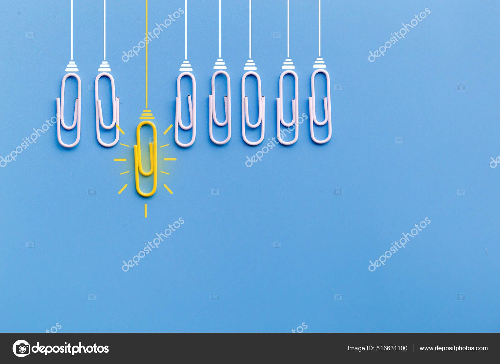 Great Ideas Concept Paperclip Thinking Creativity Light Bulb Blue ...