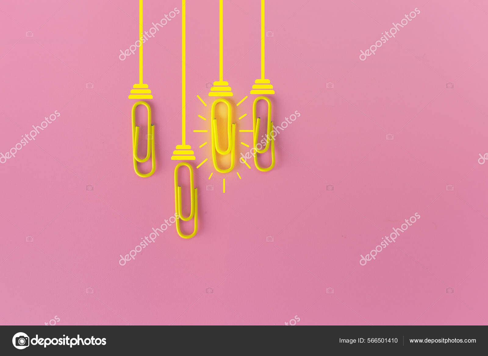 Great Ideas Concept Paperclip Thinking Creativity Light Bulb Blue ...