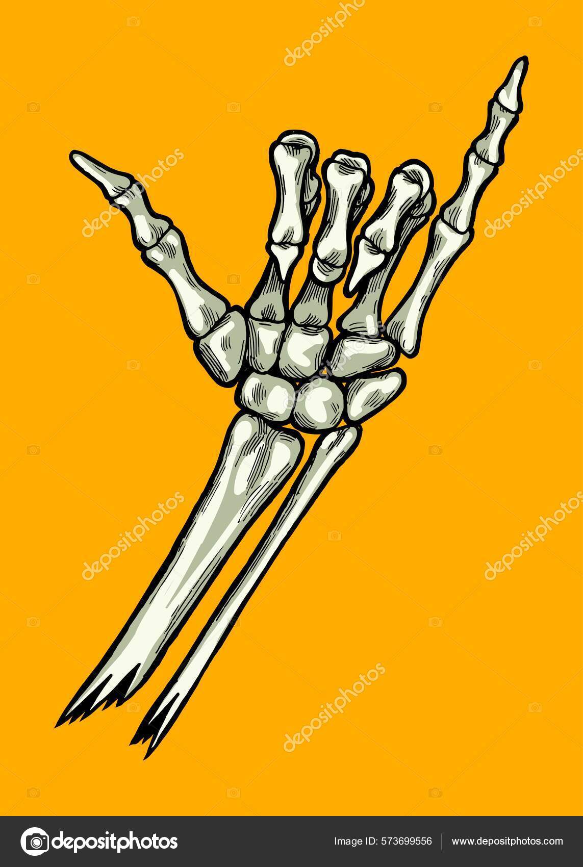 Shaka Skeleton Hand Bone Shaka Surfing Arm Isolated Vector Illustration ...