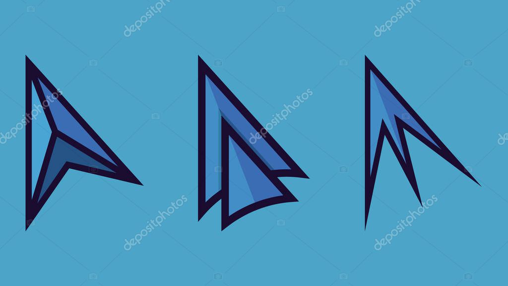 Elegante conjunto de cursor de ratón aislado en la imagen de vector de fondo azul. 2024