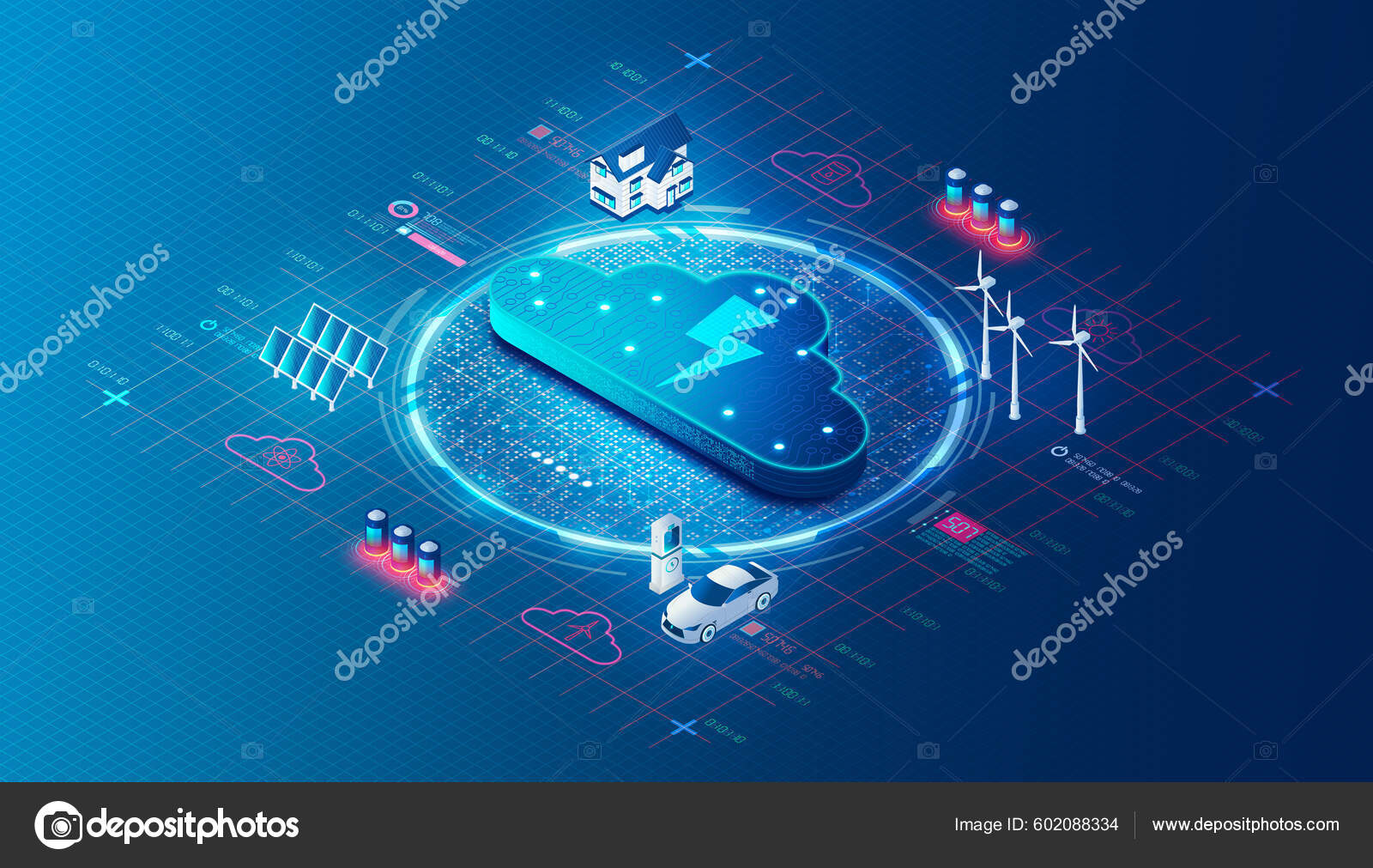 Virtual Power Plant Concept Vpp Cloud Based Distributed Power Plant ...