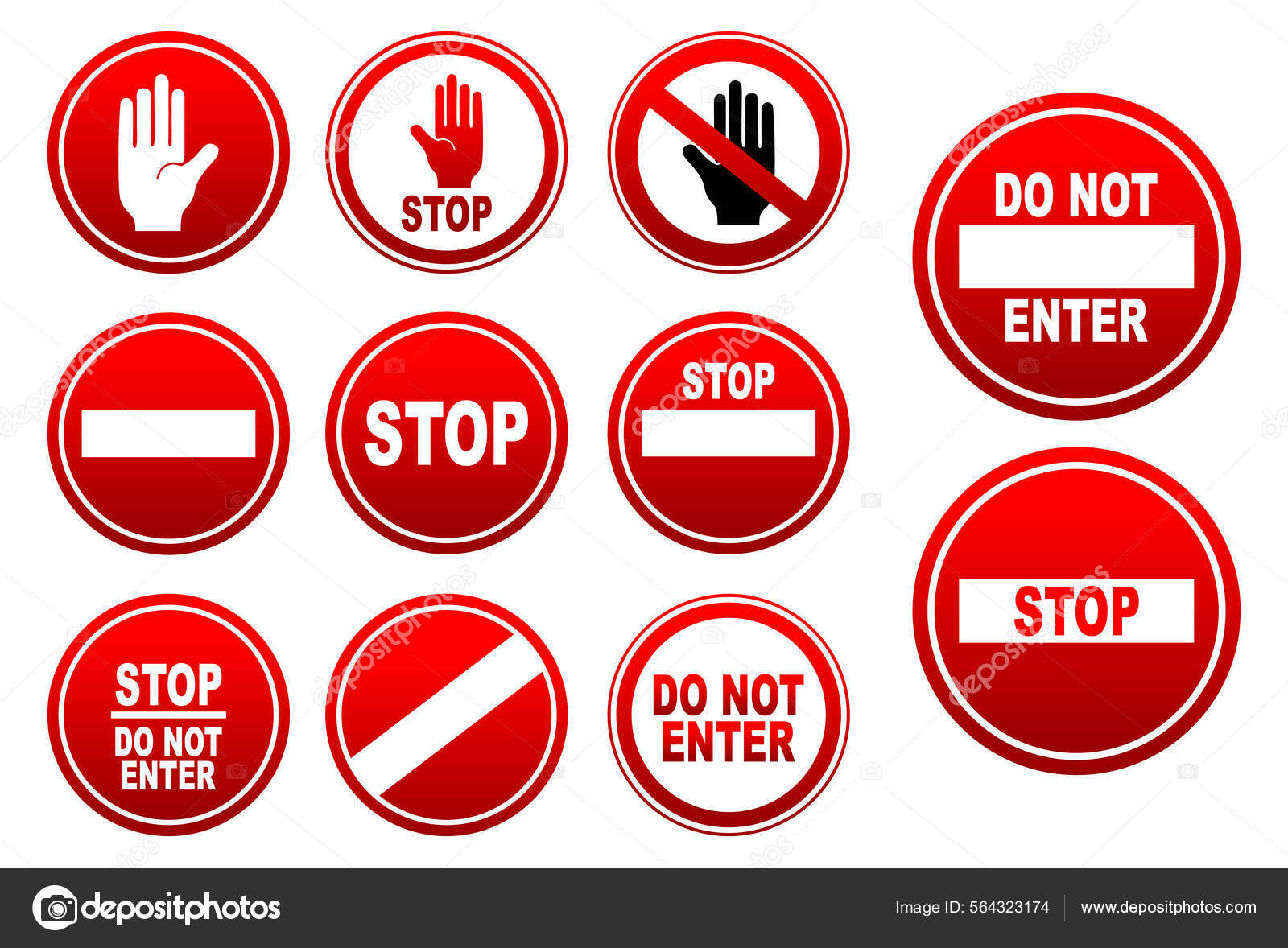Stop Enter Sign Icon Illustration Set Traffic Stop Enter Warning Stock ...