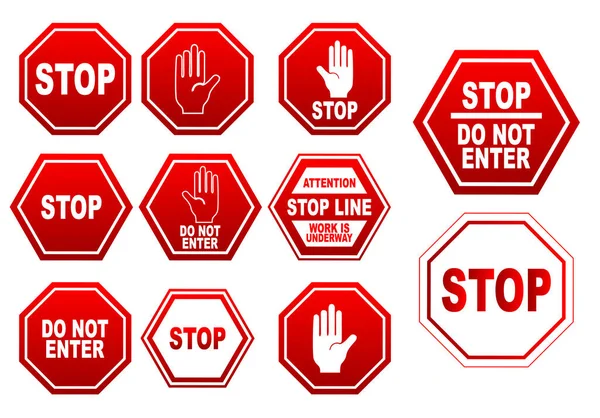 Stop Enter Sign Icon Illustration Set Traffic Stop Enter Warning Stock ...