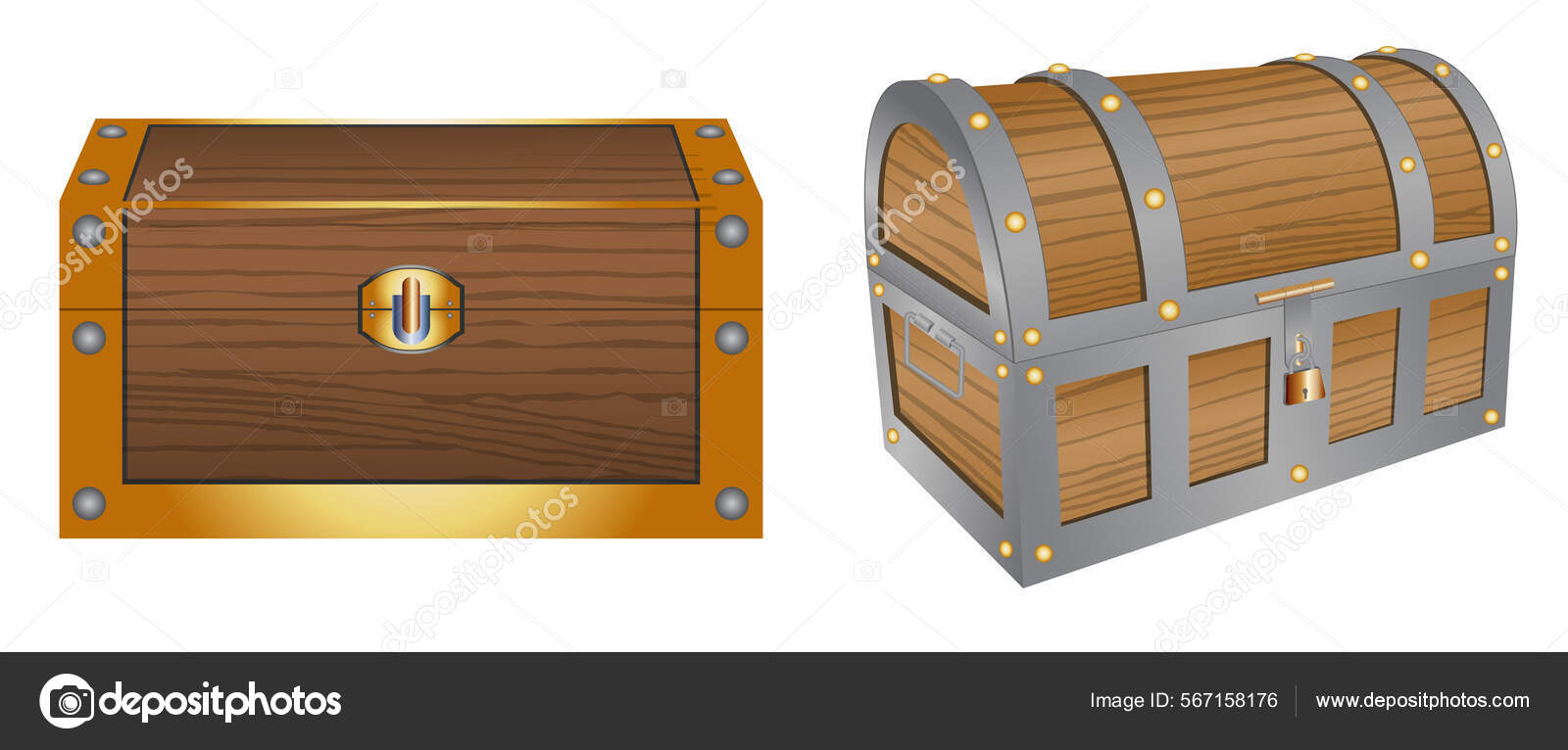 Coffres Bois D'or Réalistes Illustration D'un Coffret Bois Antique ...