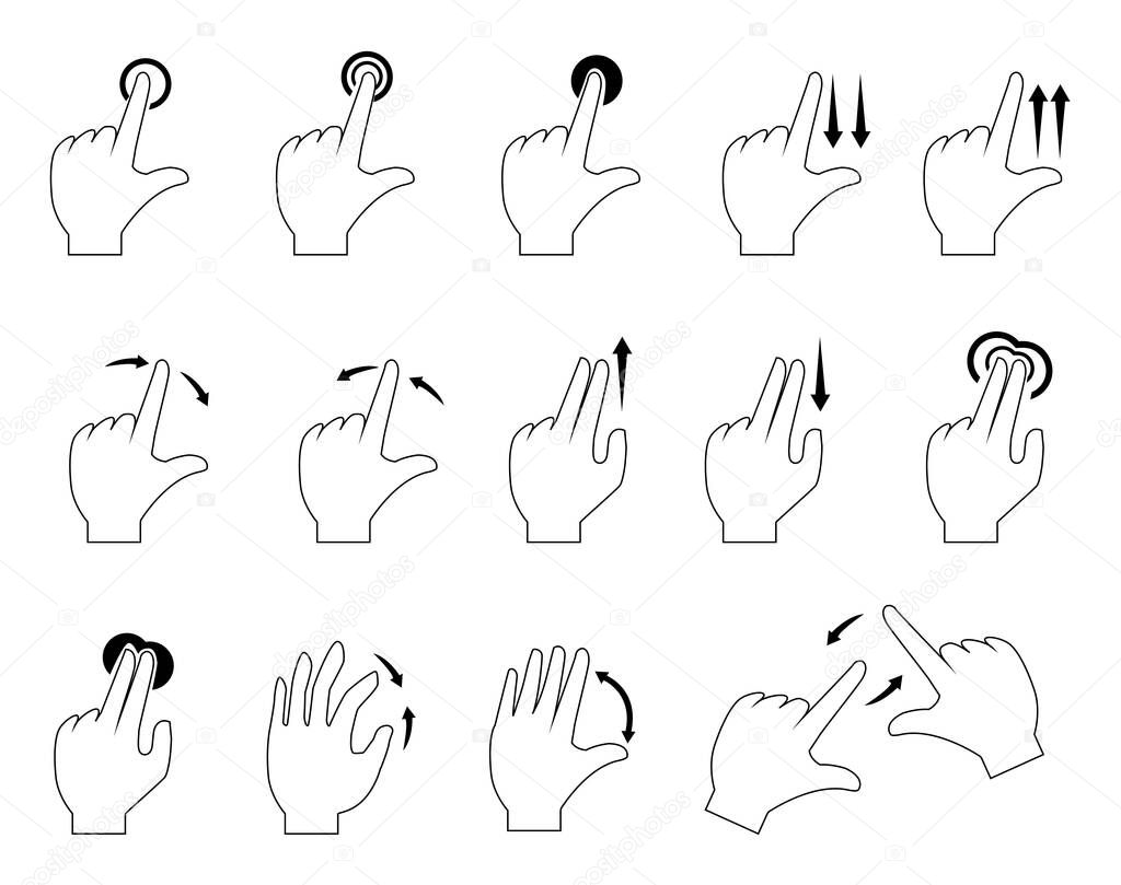 hand cursor touch screen gestures. hand gestures interactive ...