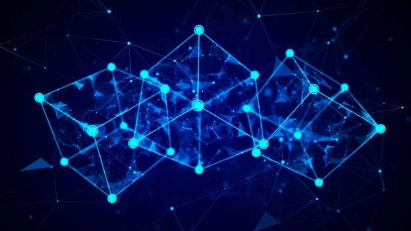 Technology blockchain concept. Visualization of the dynamic flow of the cryptocurrency industry ...