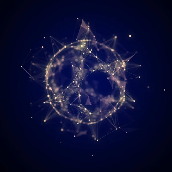 Futuristic digital shape from dots and lines. Network connection structure. Big data ...