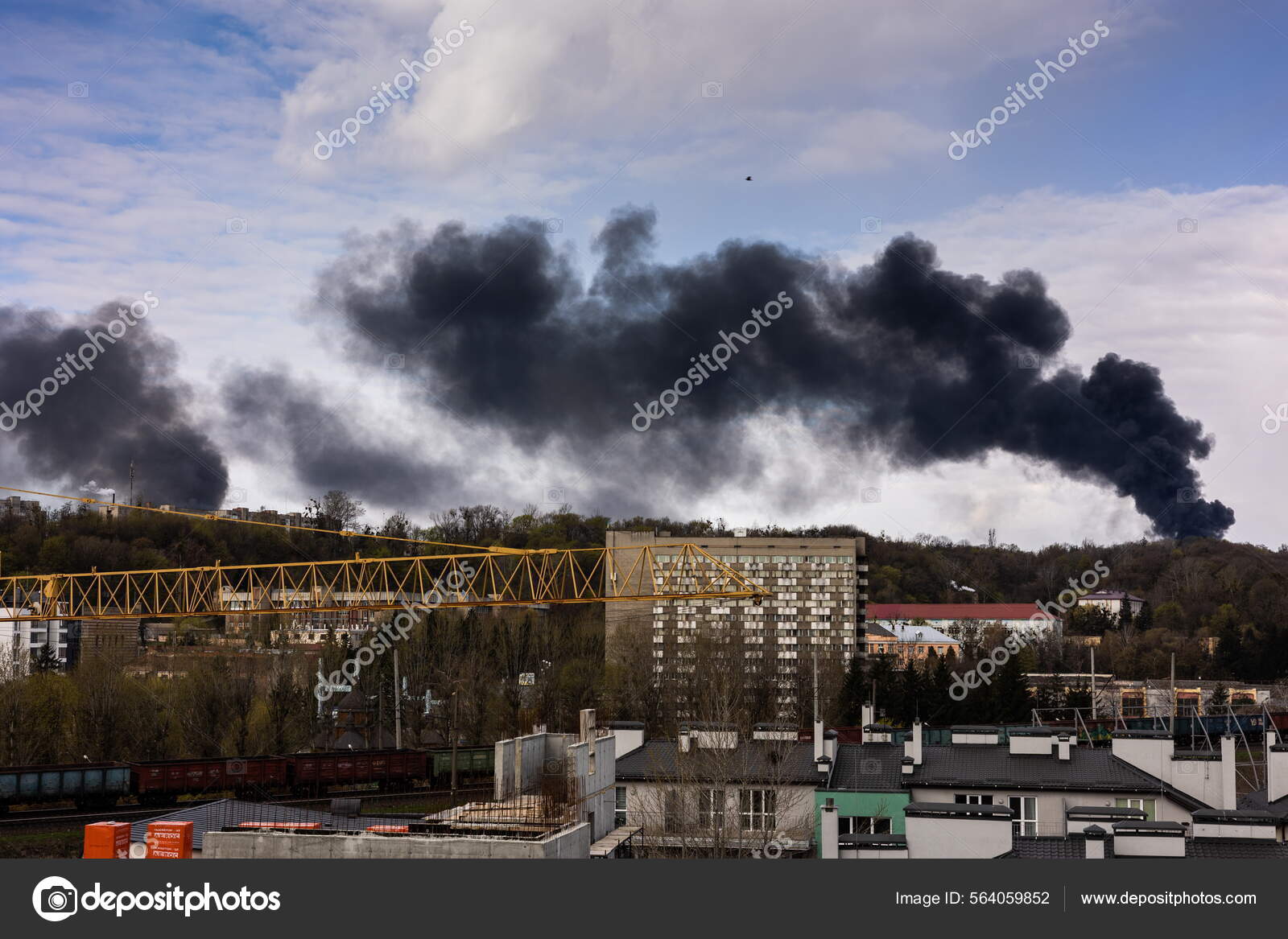 Lviv Ukraine Apr 2022 Smoke Rises Military Civilian Infrastructure ...
