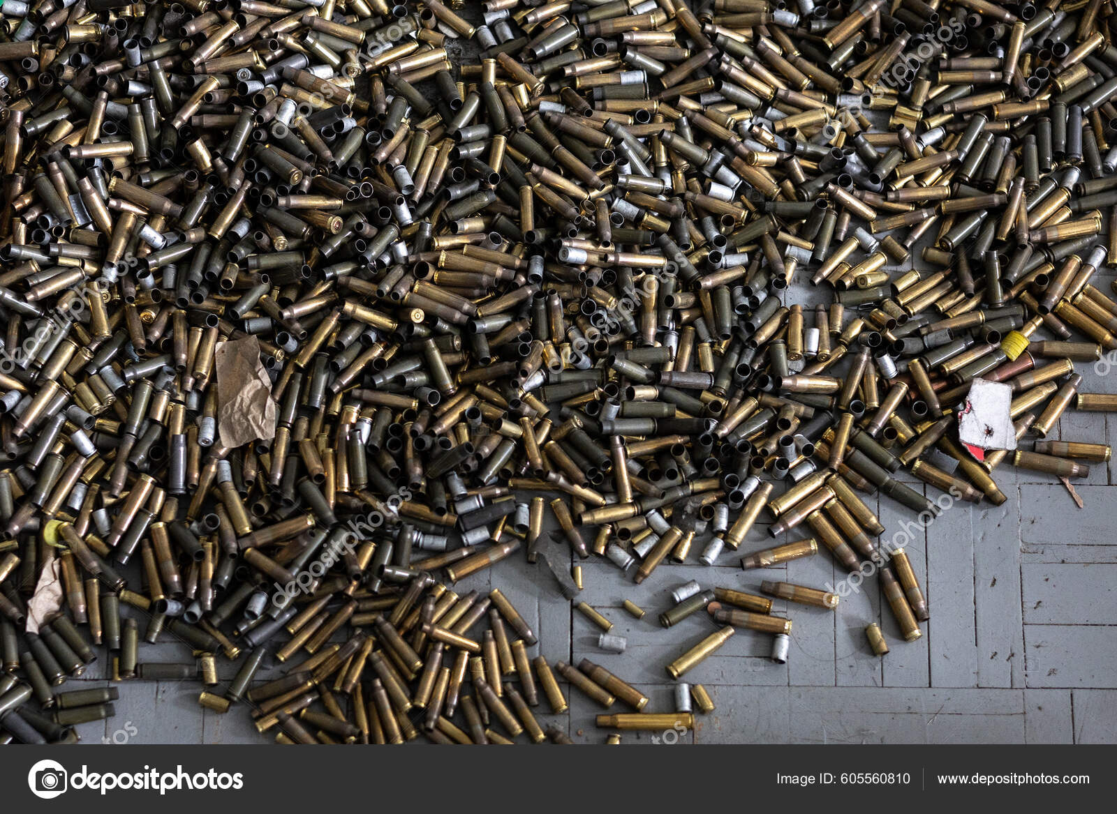 Floor Shooting Range Casings Fired Cartridges Various Calibers Pistols ...