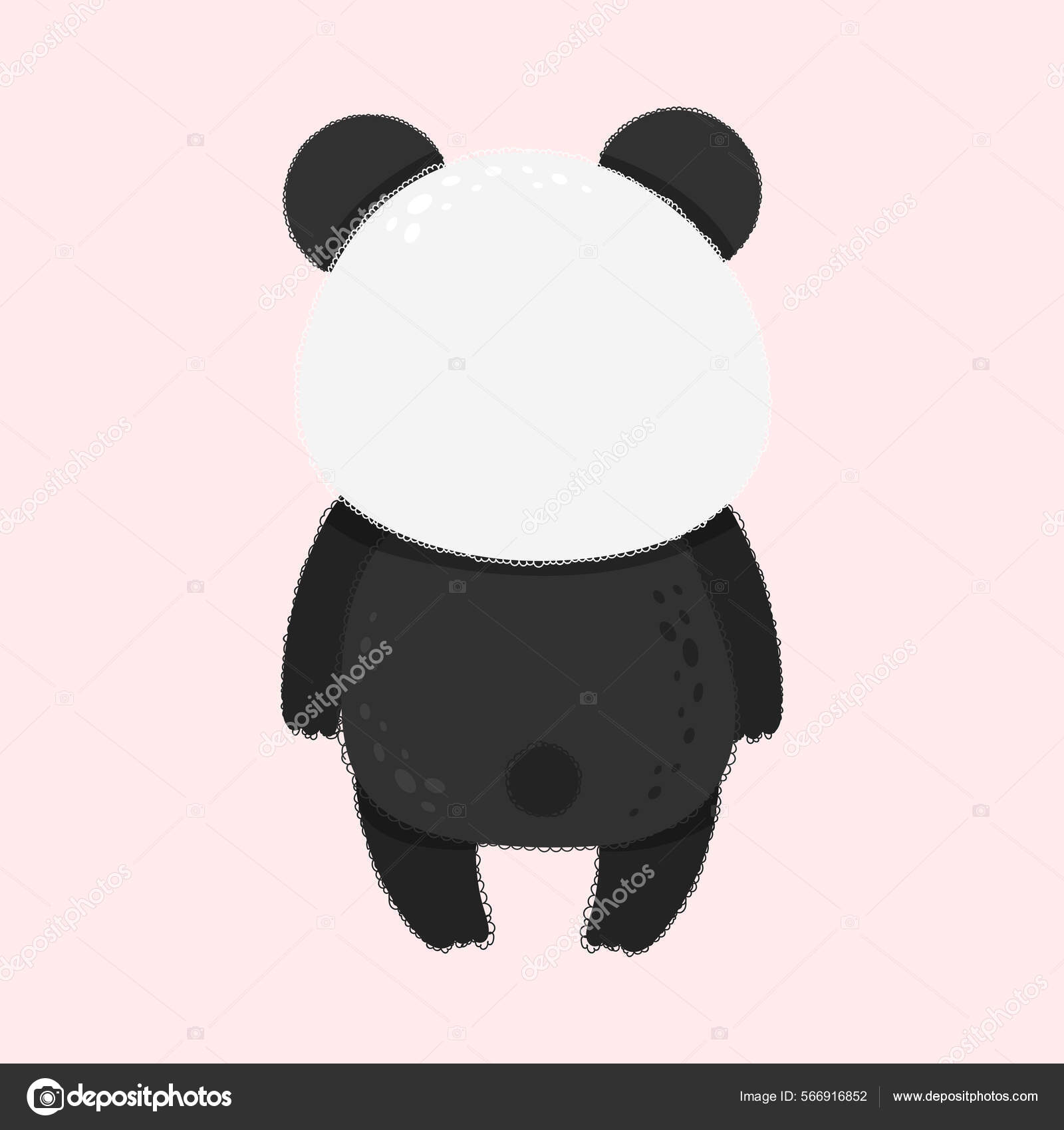 Cartoon Panda Back View Back Vector Illustration Cute Animal Cute Stock ...
