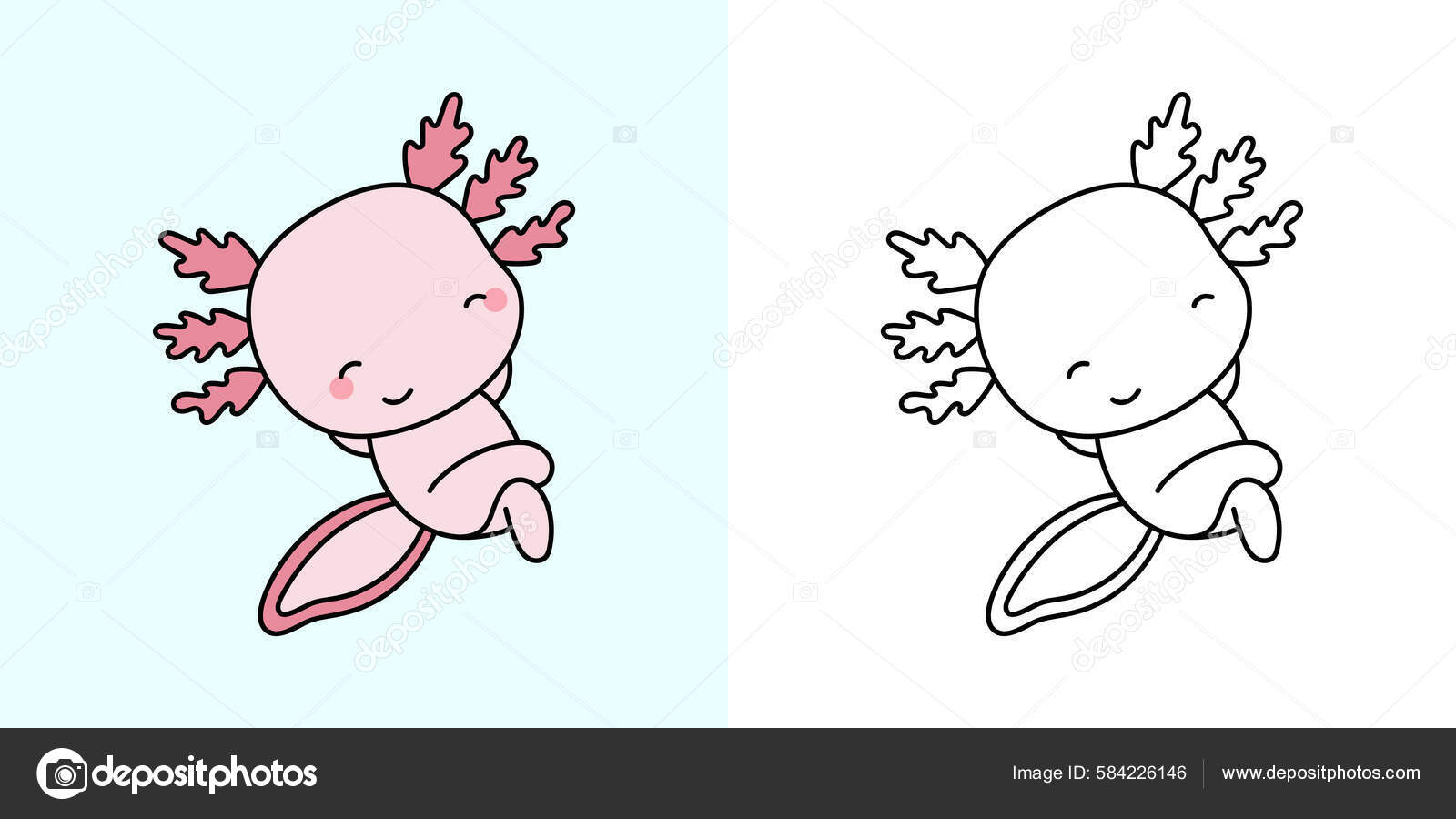 Clipart Axolotl Multicolored Black White Cute Clip Art Axolotl Vector ...