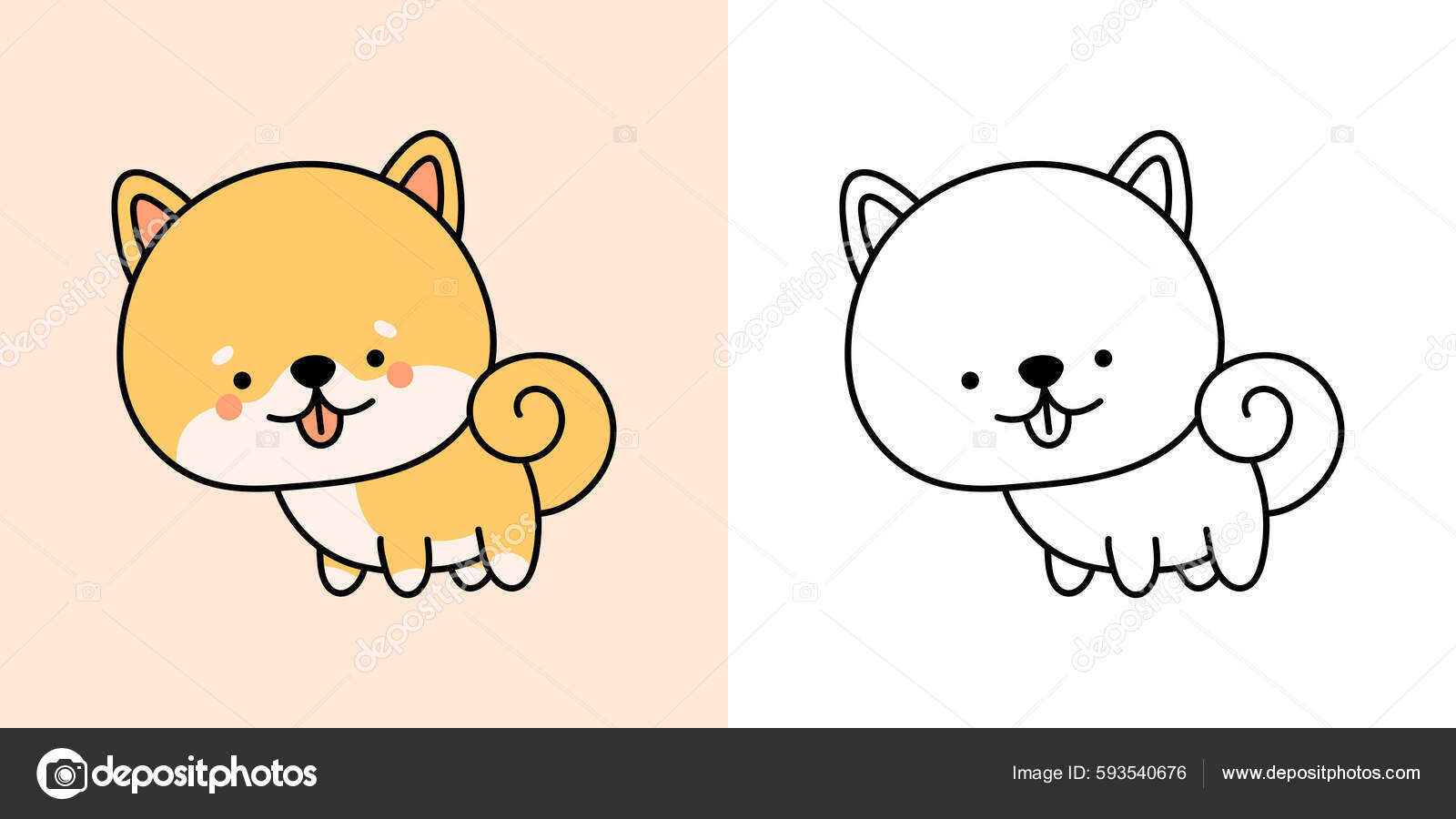 Shiba Dog Clipart Coloring Page Multicolored Illustration Adorable Clip ...