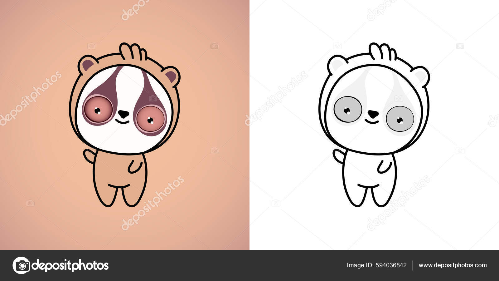 Slow Loris Clipart Coloring Page Multicolored Illustration Adorable ...
